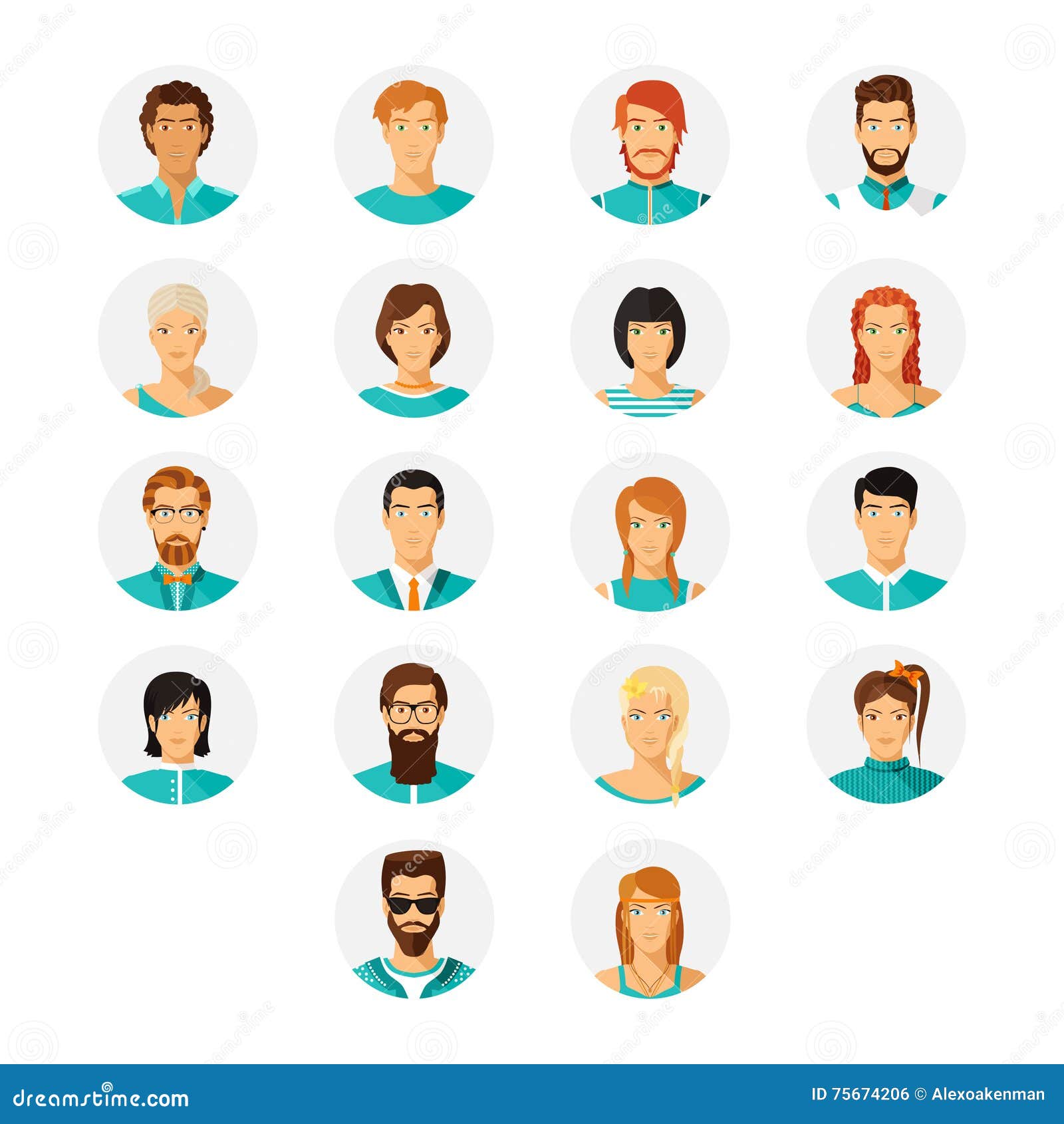 Vector Human Avatar Set in Modern Flat Style Stock Vector ...
