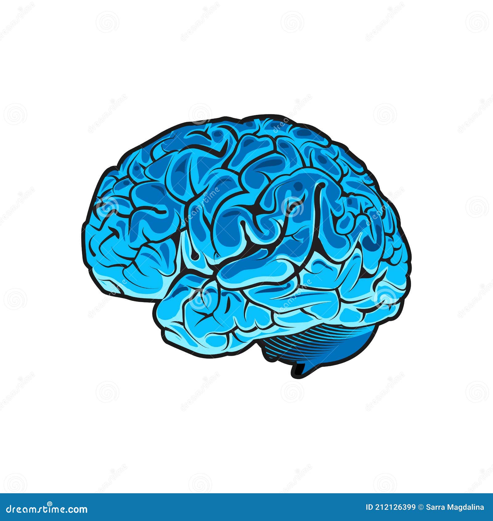 Human brain Blue stock vector. Illustration of graphic - 212126399