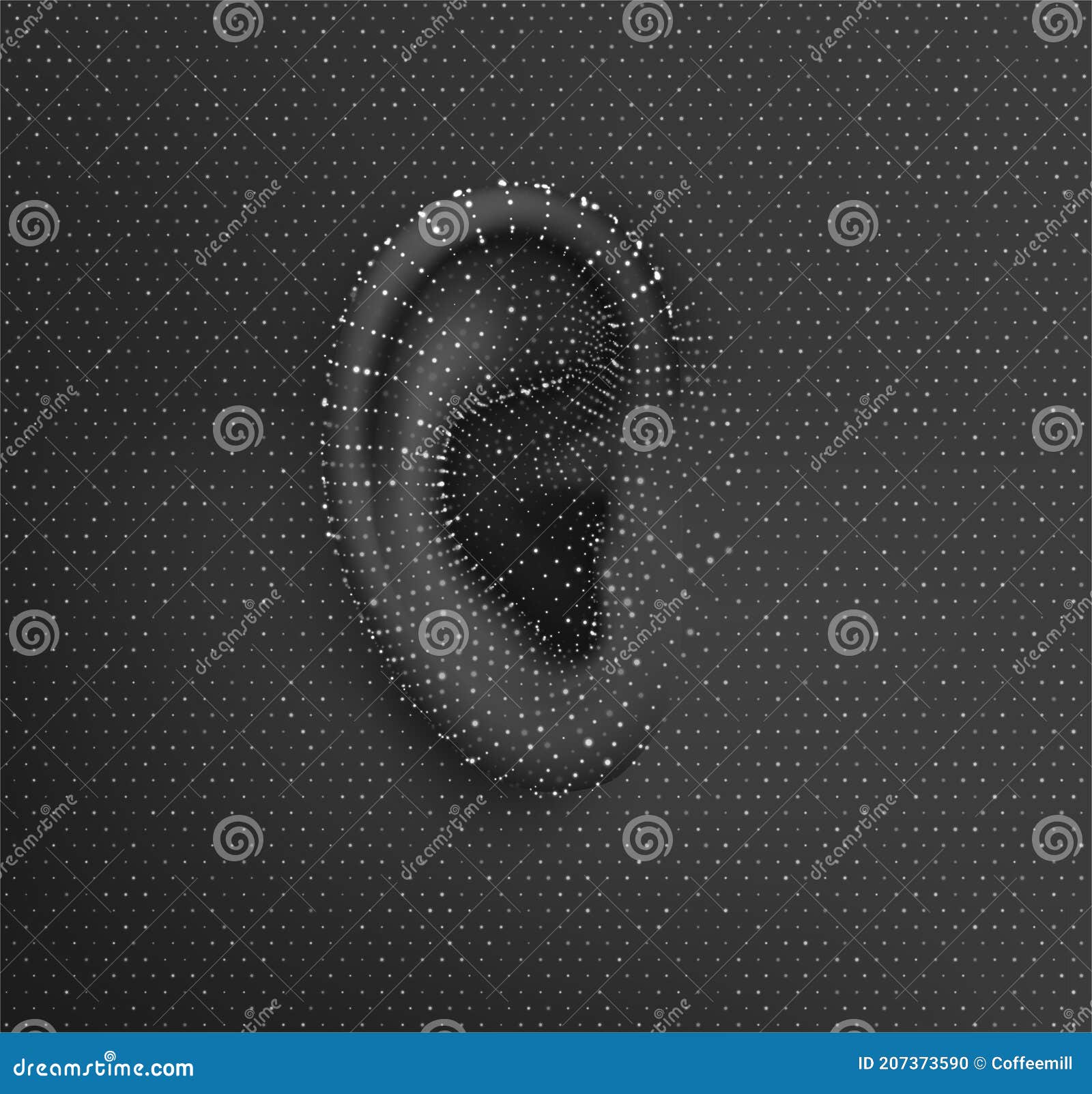 Vector Human Ear in Black with Contour White Dots Stock Vector ...