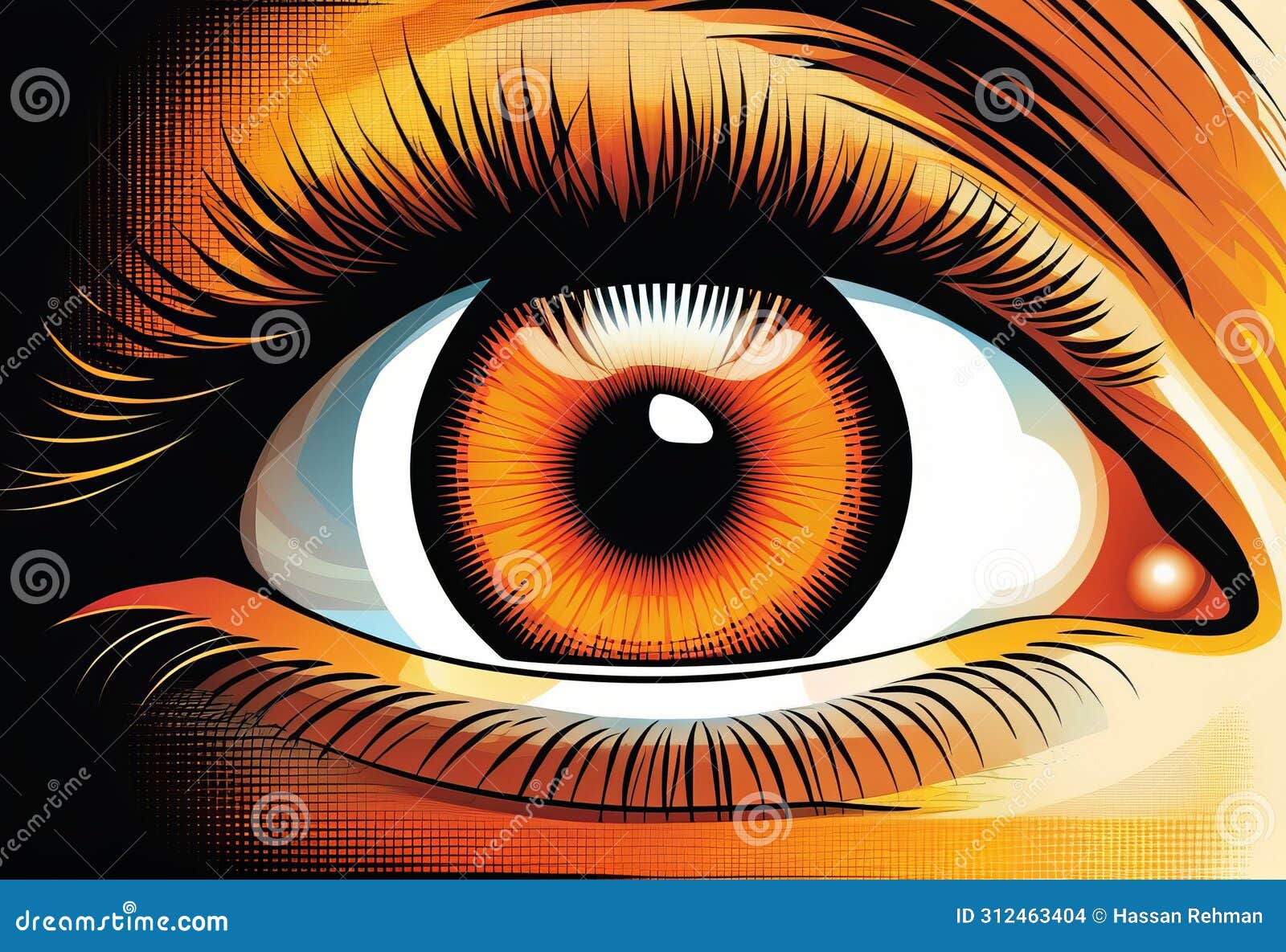 Vector Human Eye Illustration Made by Halftone Patter Stock ...