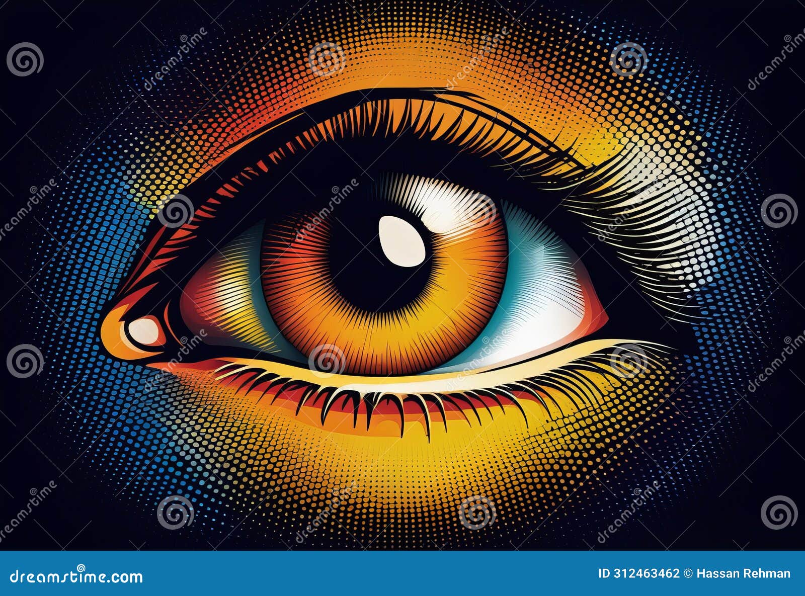 Vector Human Eye Illustration Made by Halftone Patter Stock Illustration - Illustration of ...