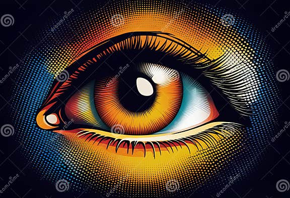 Vector Human Eye Illustration Made by Halftone Patter Stock ...