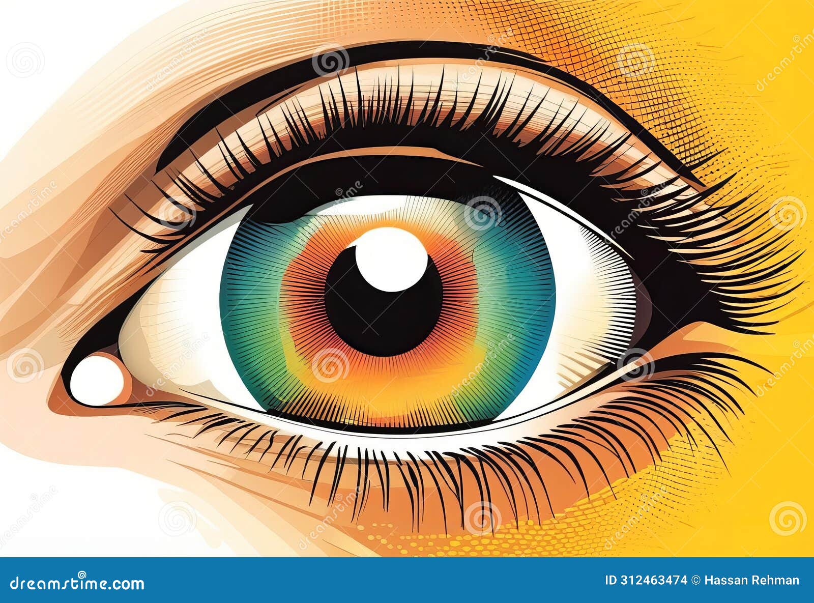 Vector Human Eye Illustration Made by Halftone Patter Stock ...