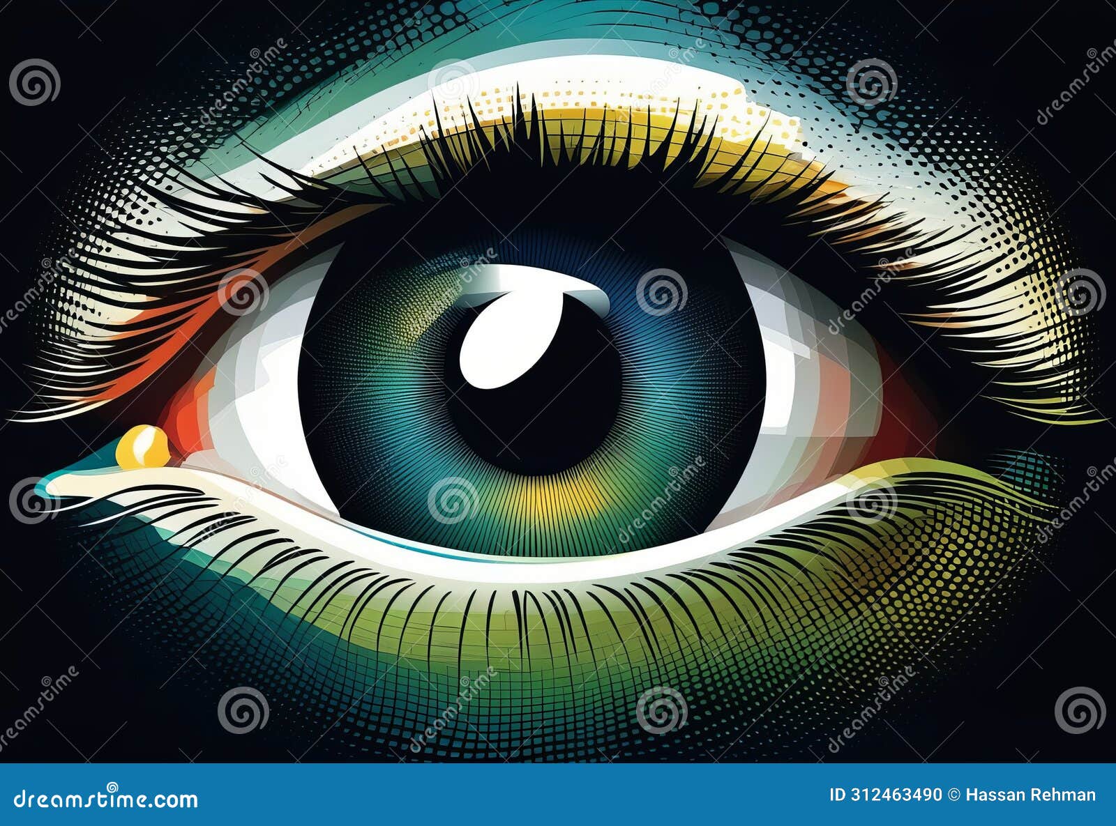 Vector Human Eye Illustration Made by Halftone Patter Stock ...