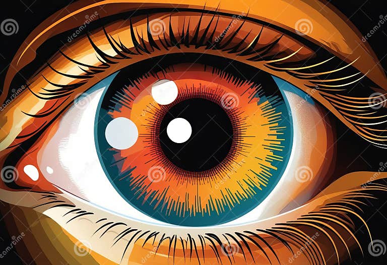 Vector Human Eye Illustration Made by Halftone Patter Stock ...