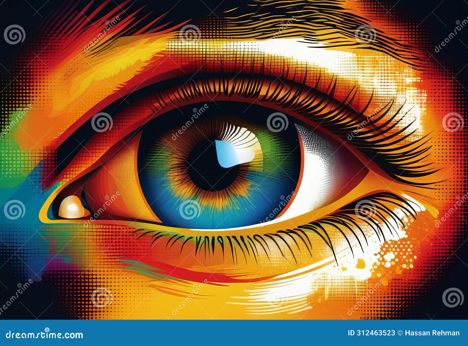 Vector Human Eye Illustration Made by Halftone Patter Stock ...