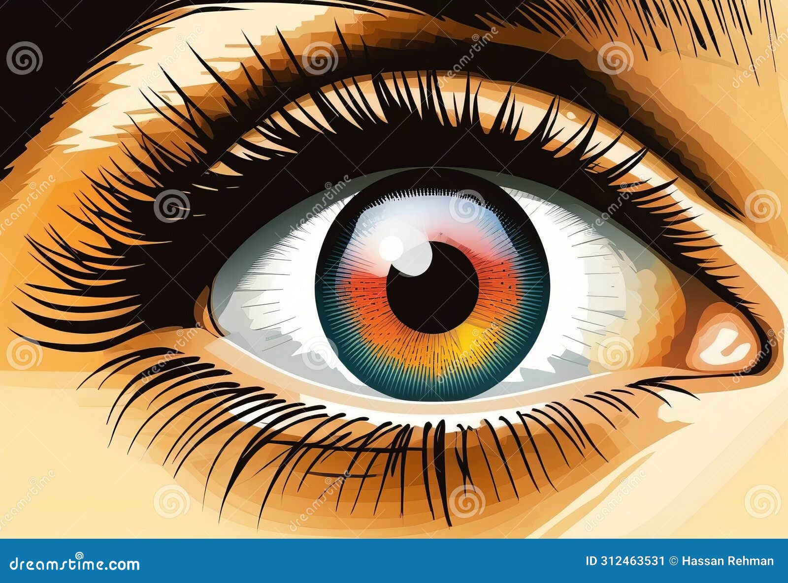 Vector Human Eye Illustration Made by Halftone Patter Stock ...