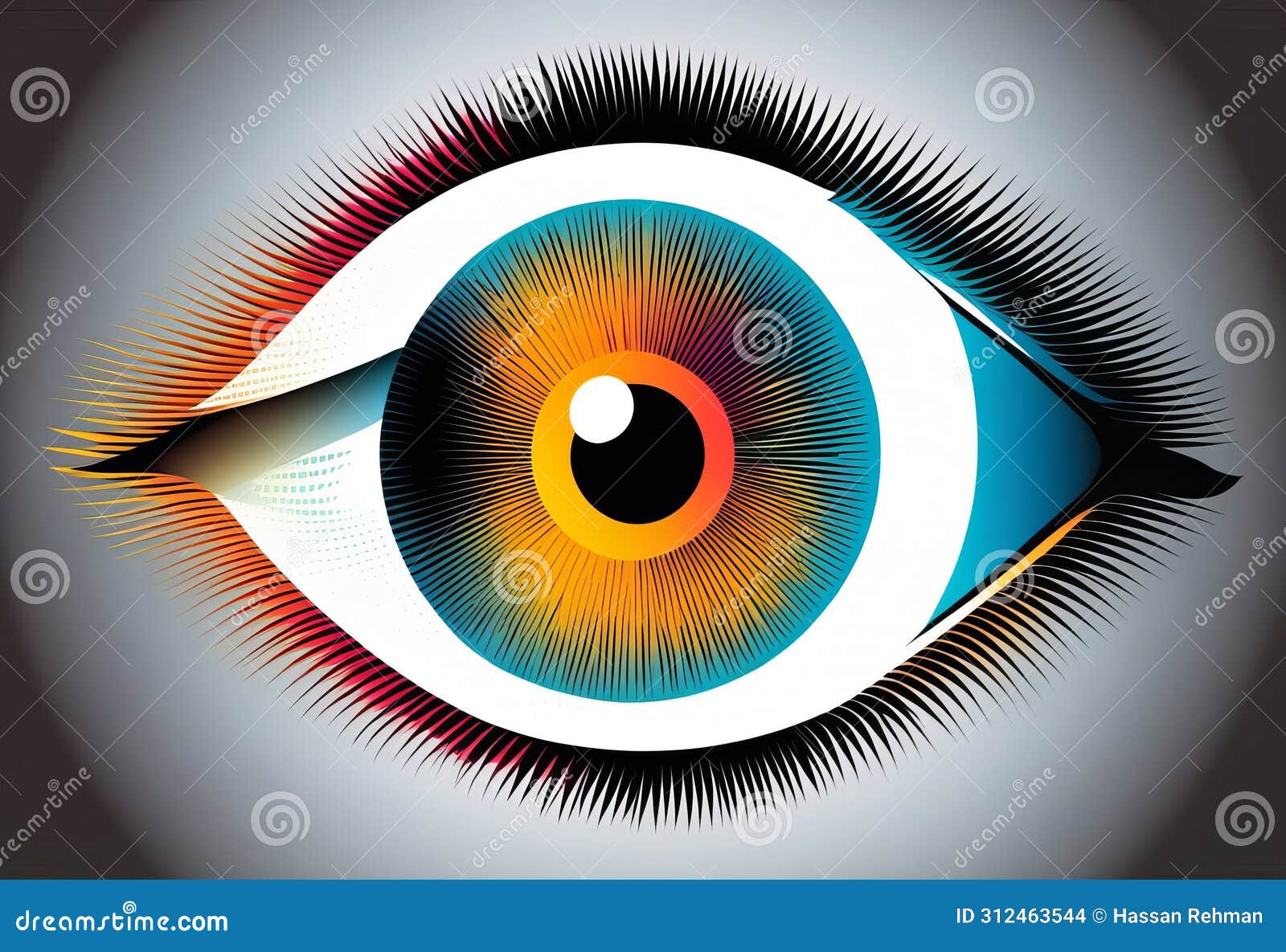 Vector Human Eye Illustration Made by Halftone Patter Stock ...