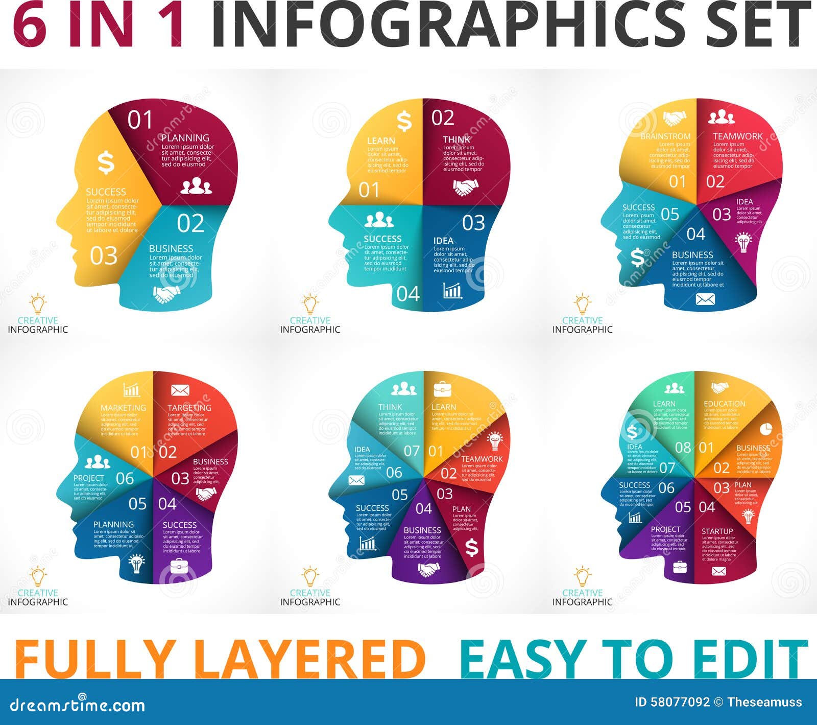 Vector Human Face Infographic. Cycle Brainstorming Stock Vector ...