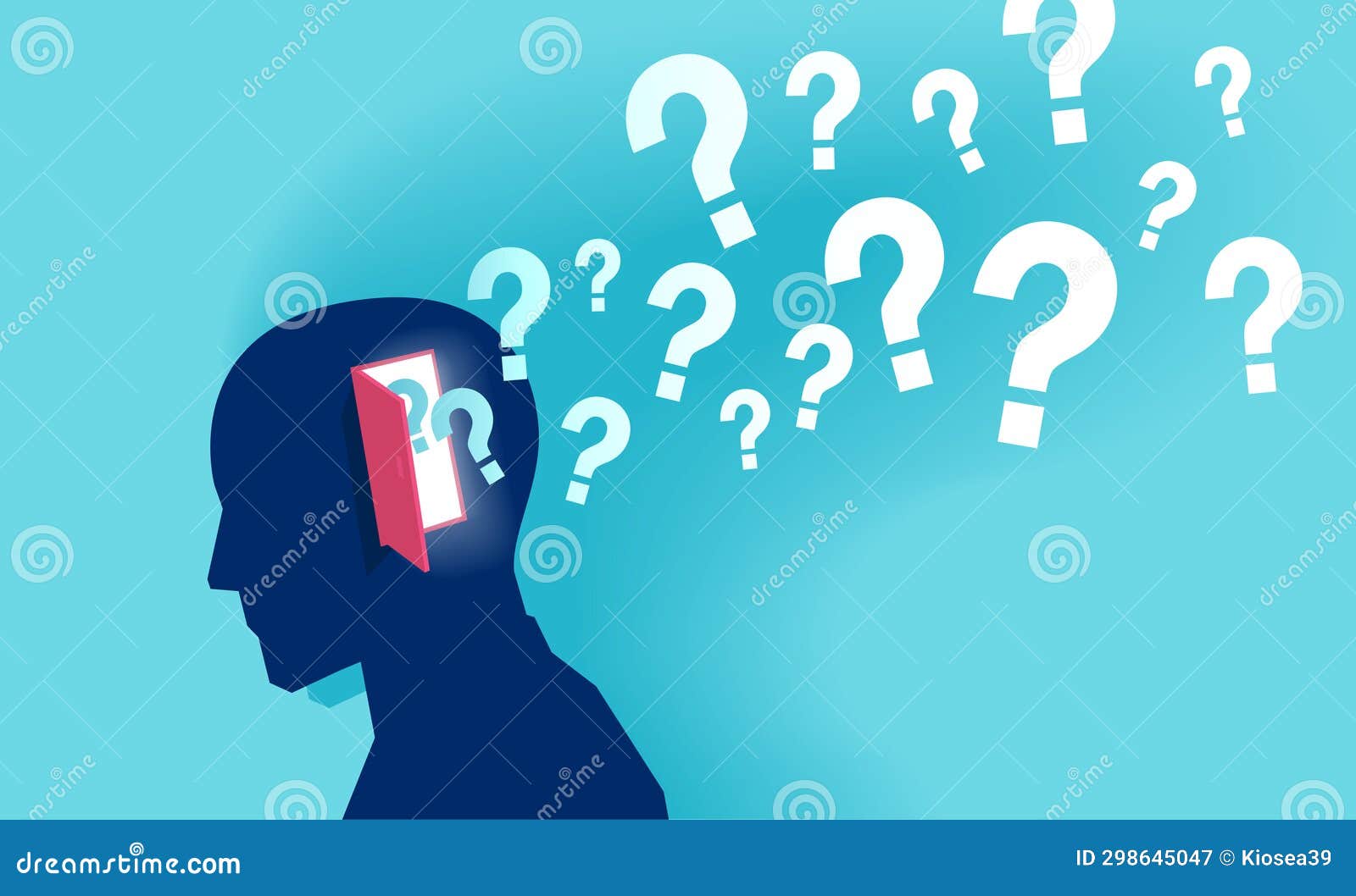 Vector of a Human Head with Question Marks Flying from Head, Mental ...
