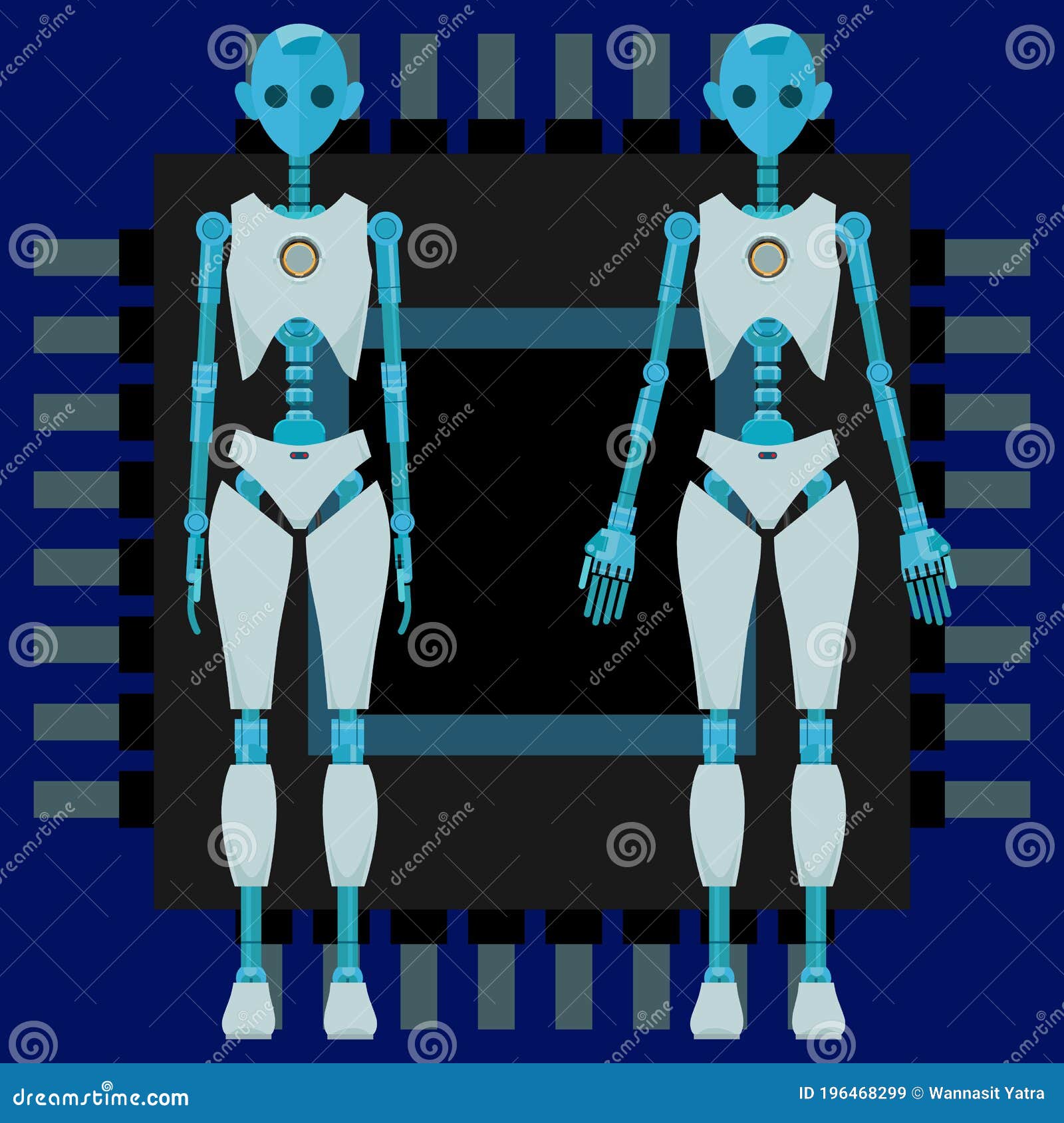 Humanoid Robot Full Body with Chip Stock Vector - Illustration of ...