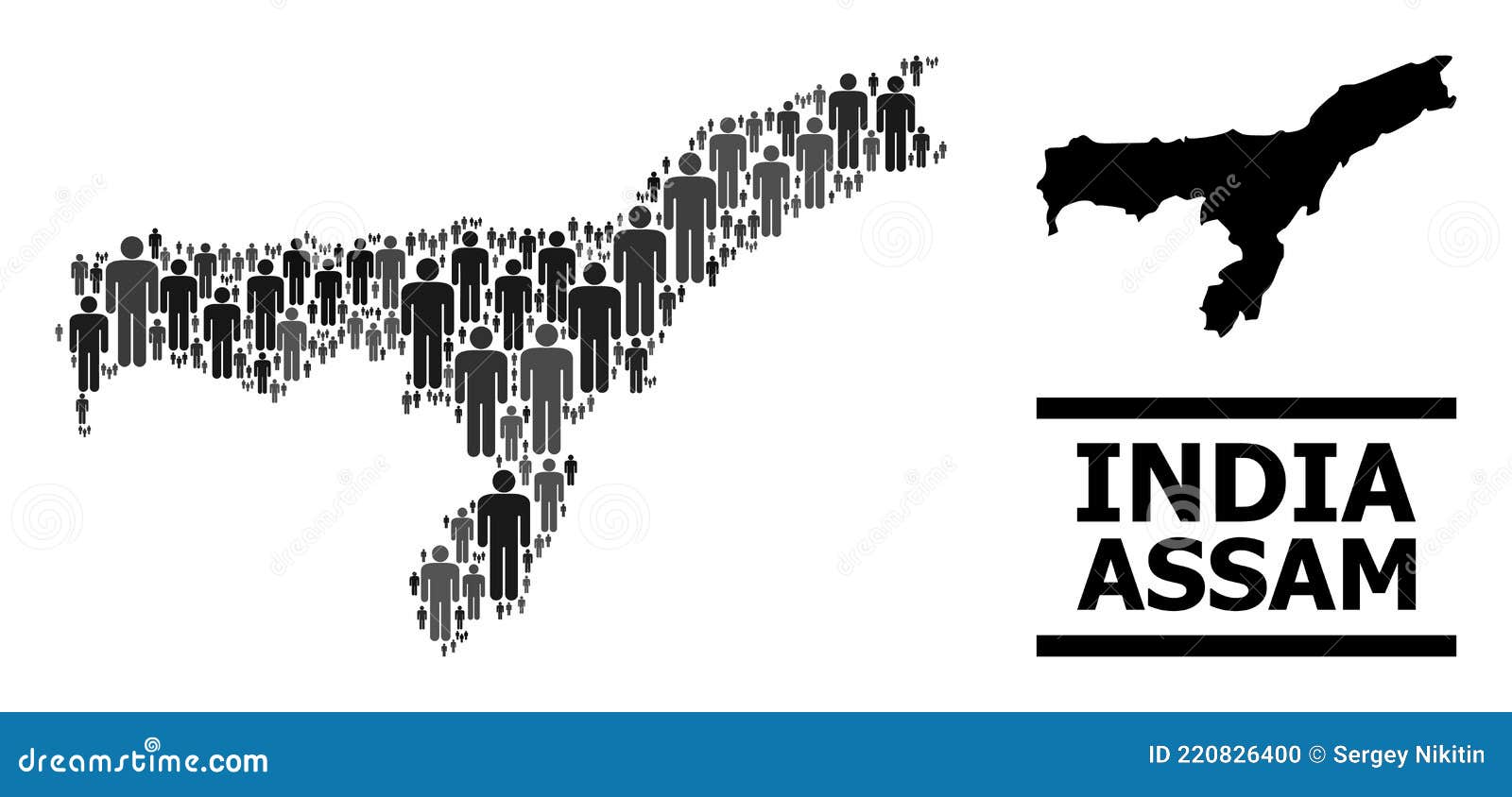 Vector Humans Collage Map of Assam State and Solid Map Stock Vector ...