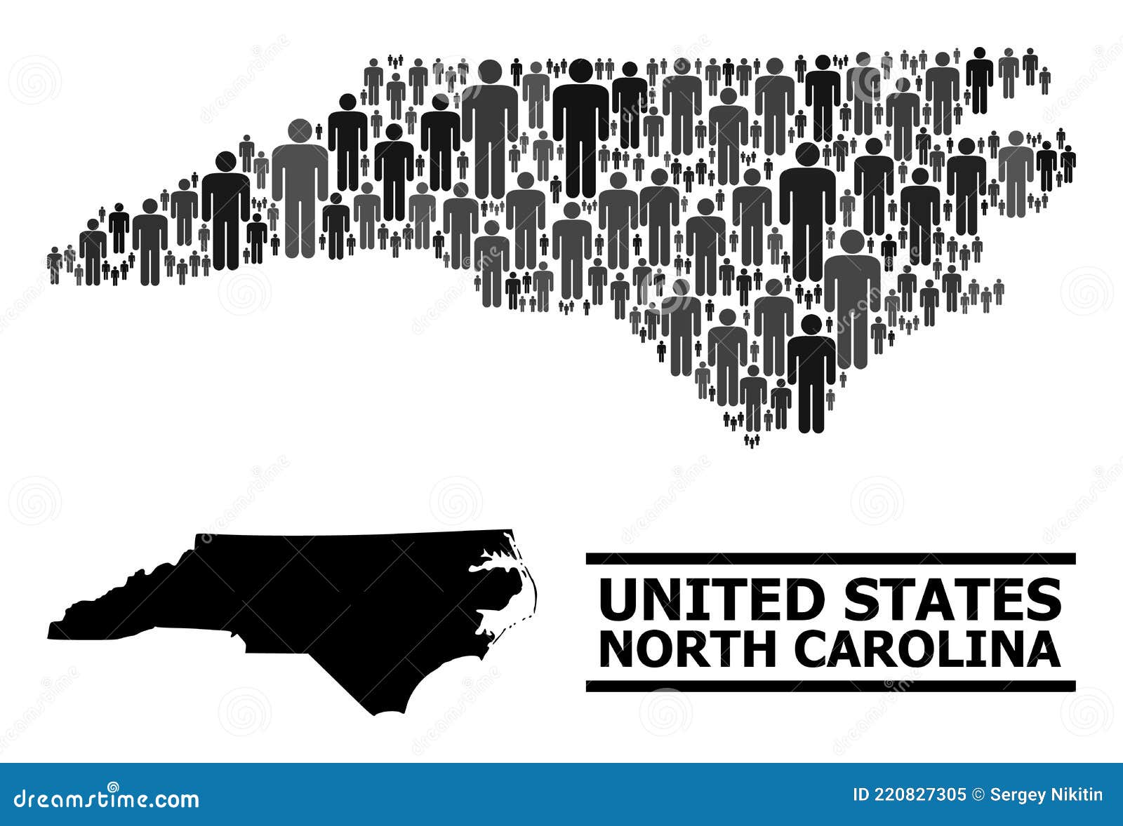 Vector Humans Collage Map of North Carolina State and Solid Map Stock ...
