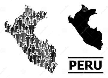 Vector Humans Collage Map of Peru and Solid Map Stock Vector ...
