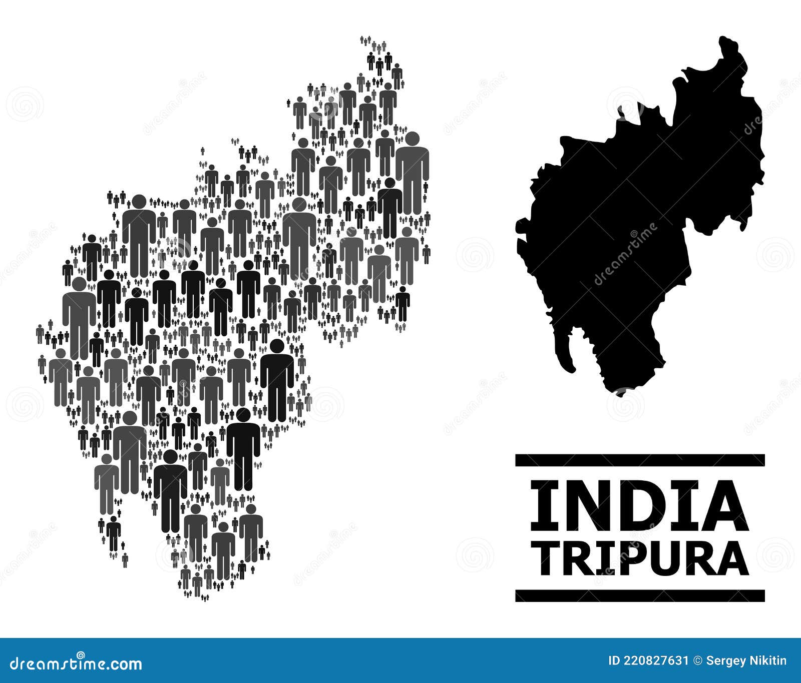 Vector Humans Collage Map Of Tripura State And Solid Map ...