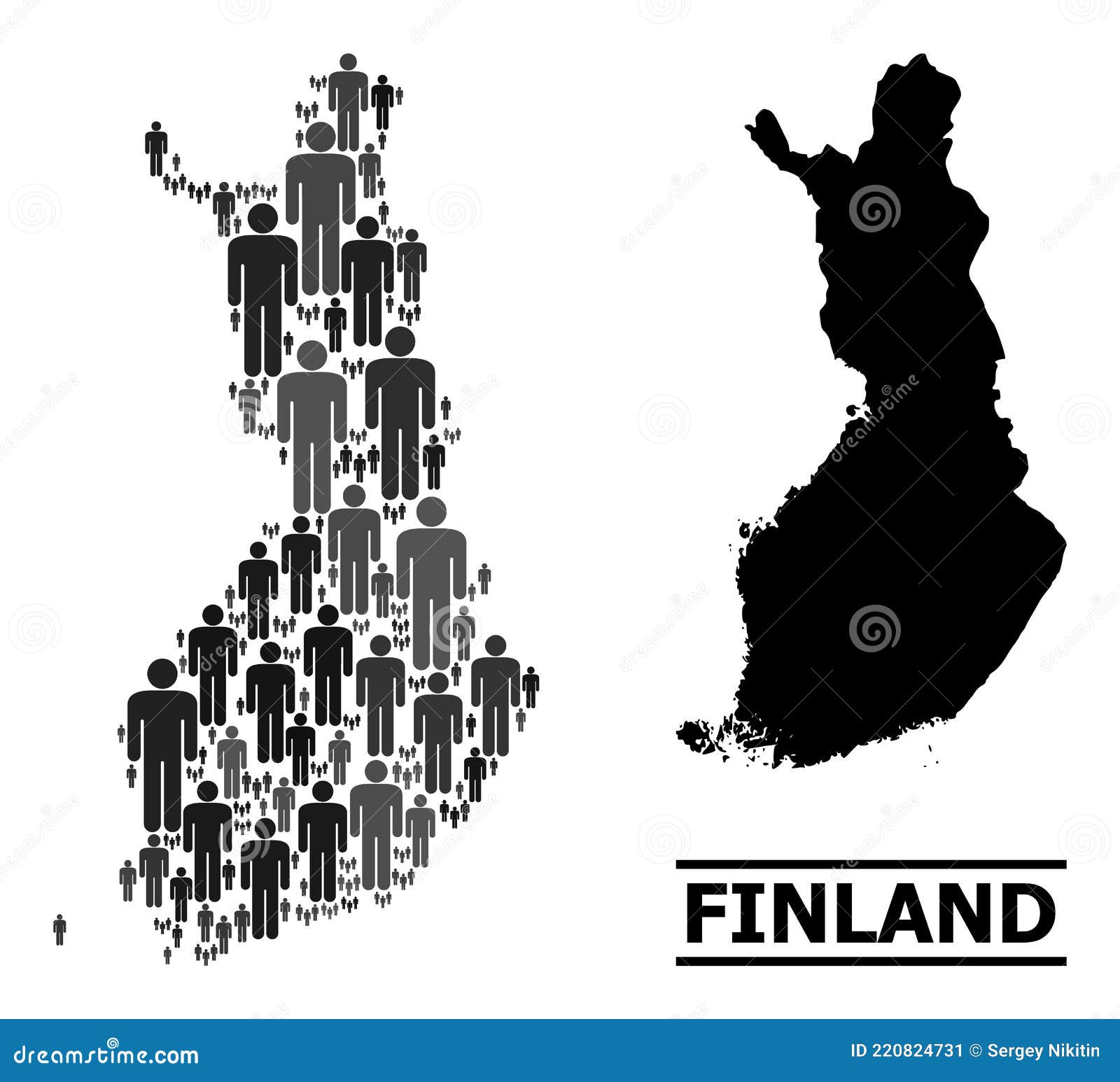 Vector Humans Mosaic Map of Finland and Solid Map Stock Vector ...