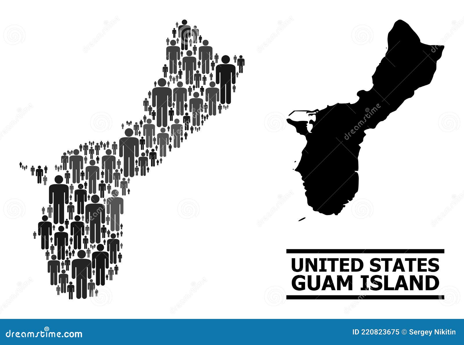 Guam Set Of Grey And Silver Mosaic 3d Polygonal Maps. Graphic Vector ...