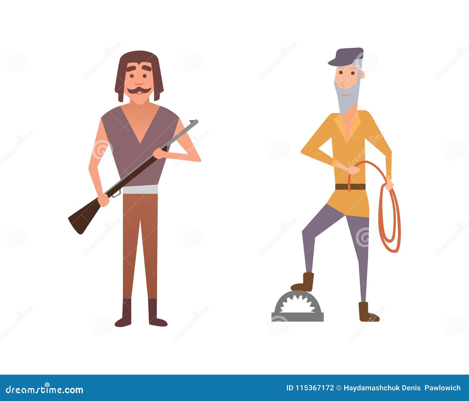 Vector Hunters Cartoon Illustration Stock Vector - Illustration of ...