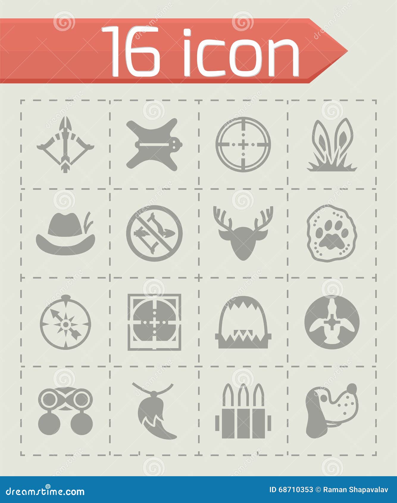 Vector Hunting icon set stock vector. Illustration of wildlife - 68710353