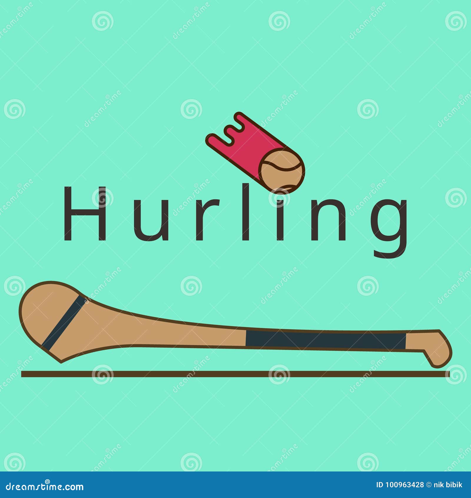 Vector Hurling Game. Irish Hurling. Hurley and Sliotar Stock Vector ...