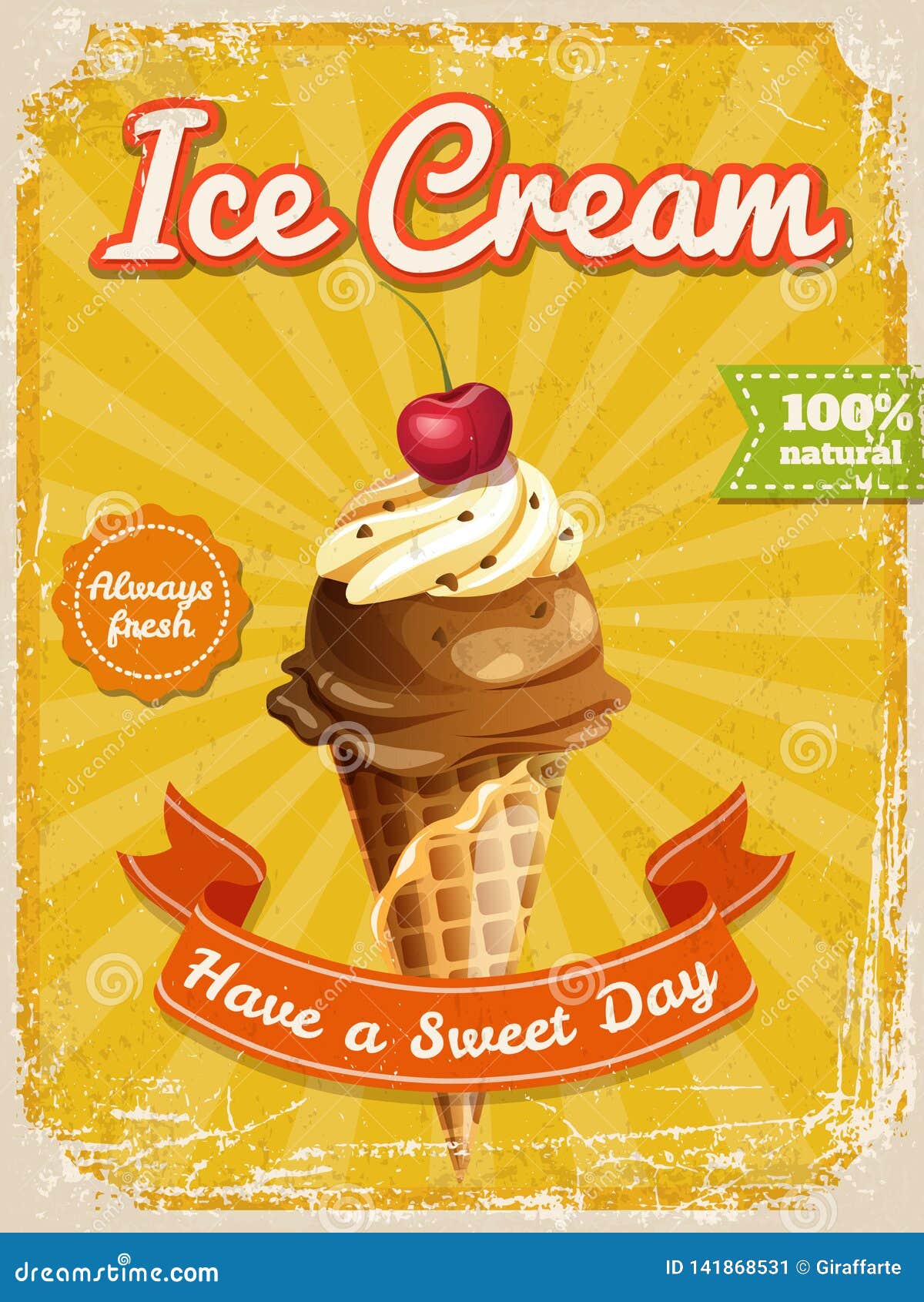 Vector Ice Cream Poster in Vintage Style with Typography Elements Stock ...