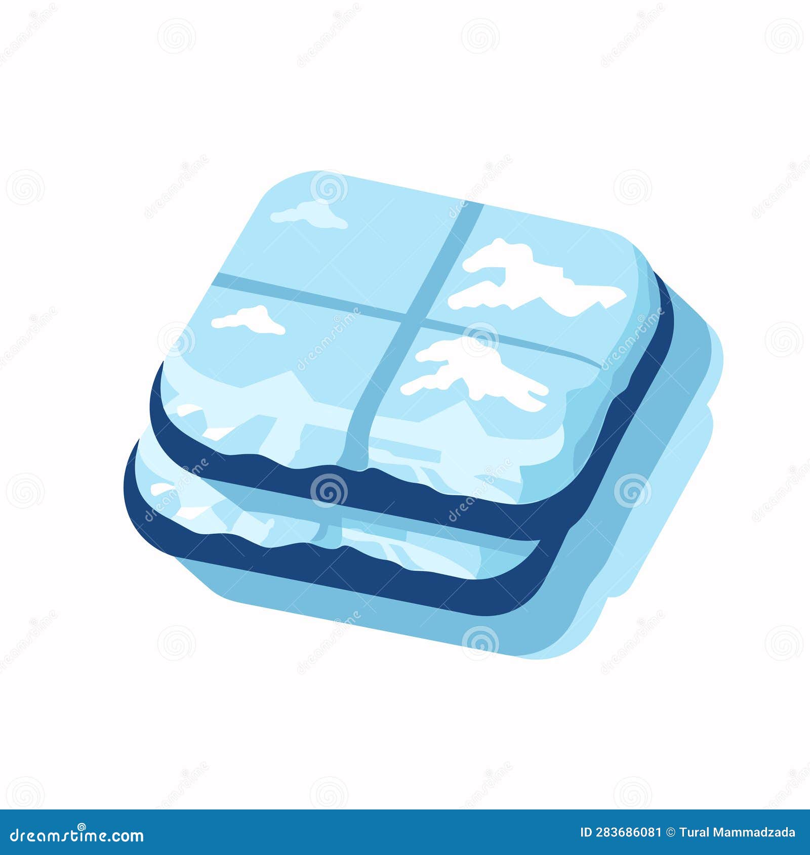 Vector of an Ice Cube with Snow on Top of it Stock Vector ...
