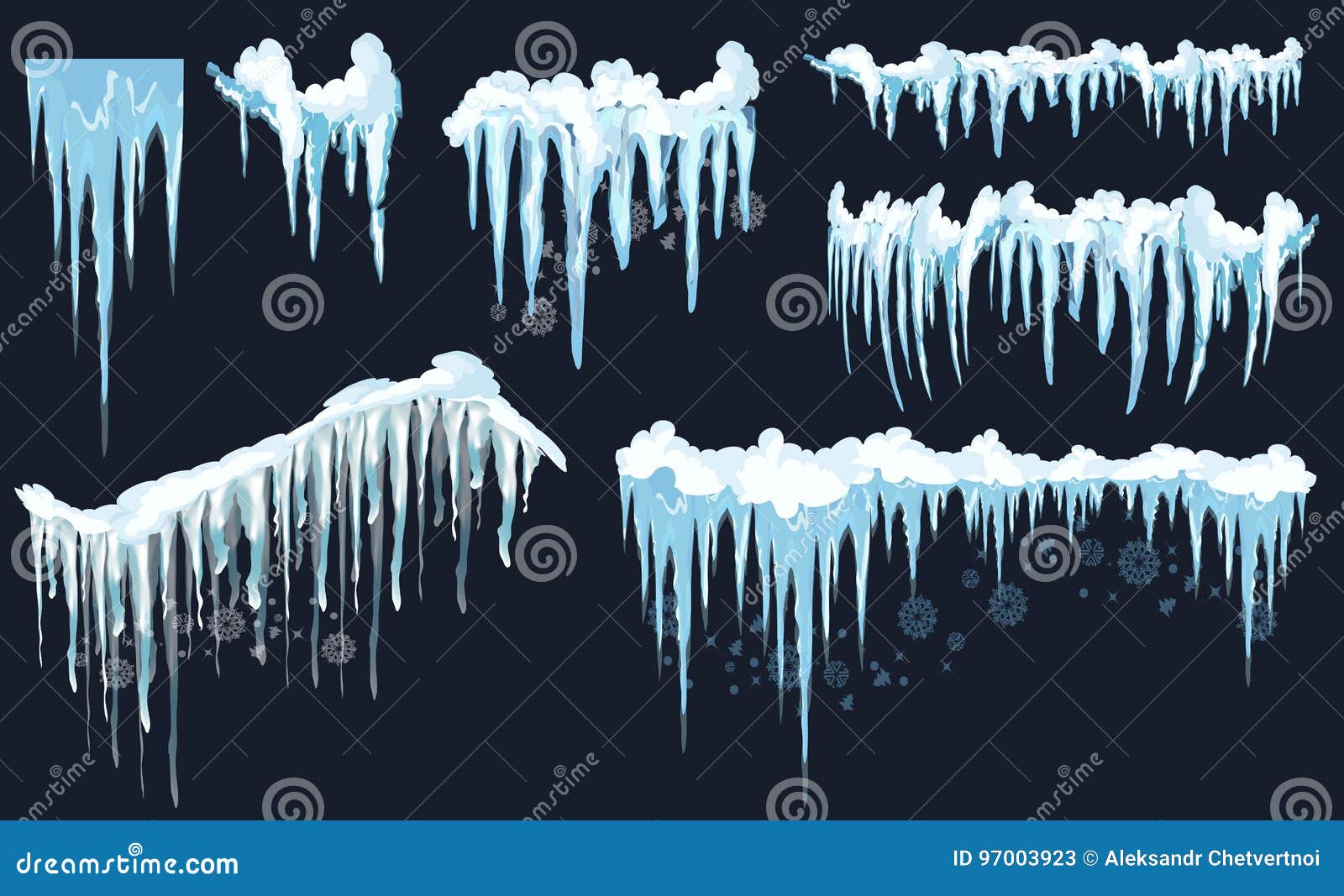 Vector Icicle and Snow Elements Clipart. Different Snow Cap Stock ...