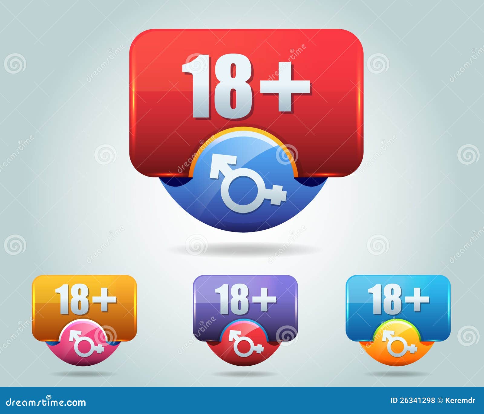 Vector Icon of 18 Plus Button Multicolored Stock Vector - Illustration ...