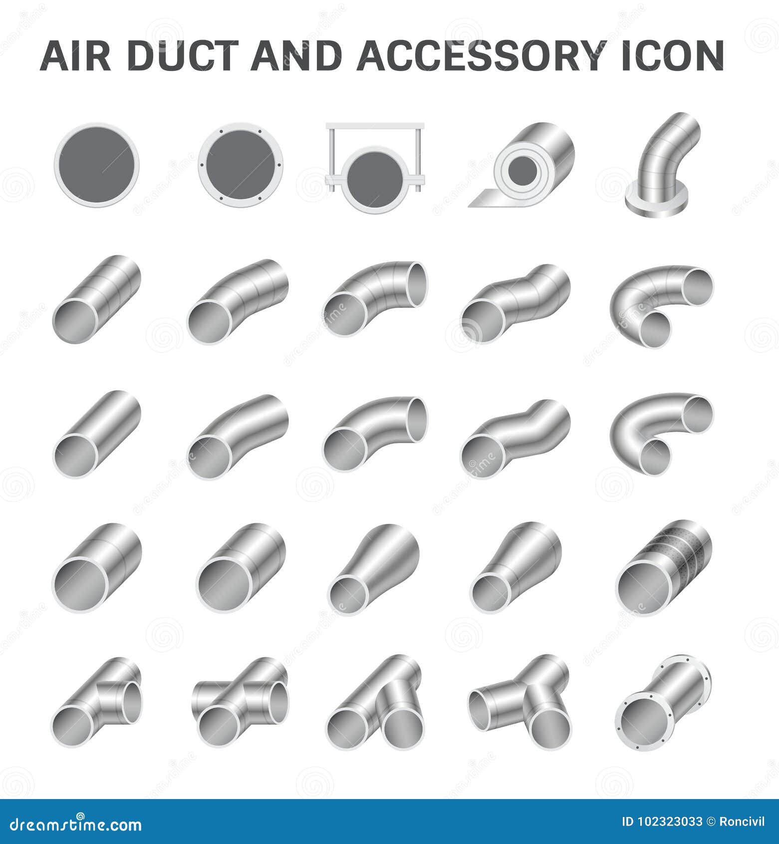 Duct Pipe Icon stock vector. Illustration of chrome - 102323033