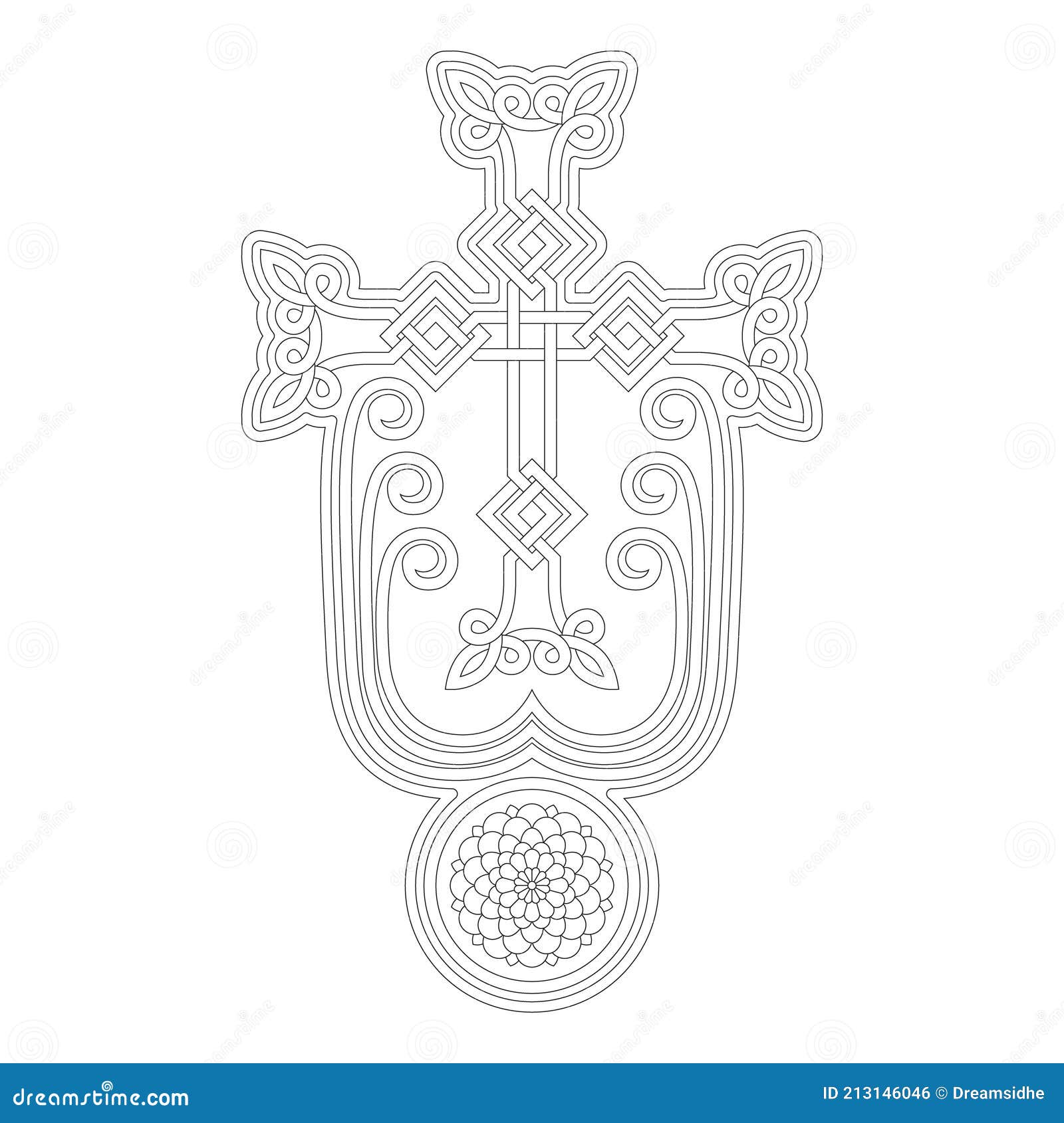 Vector Icon with Ancient Armenian Symbol Khachkar. Armenian Cross Stone ...
