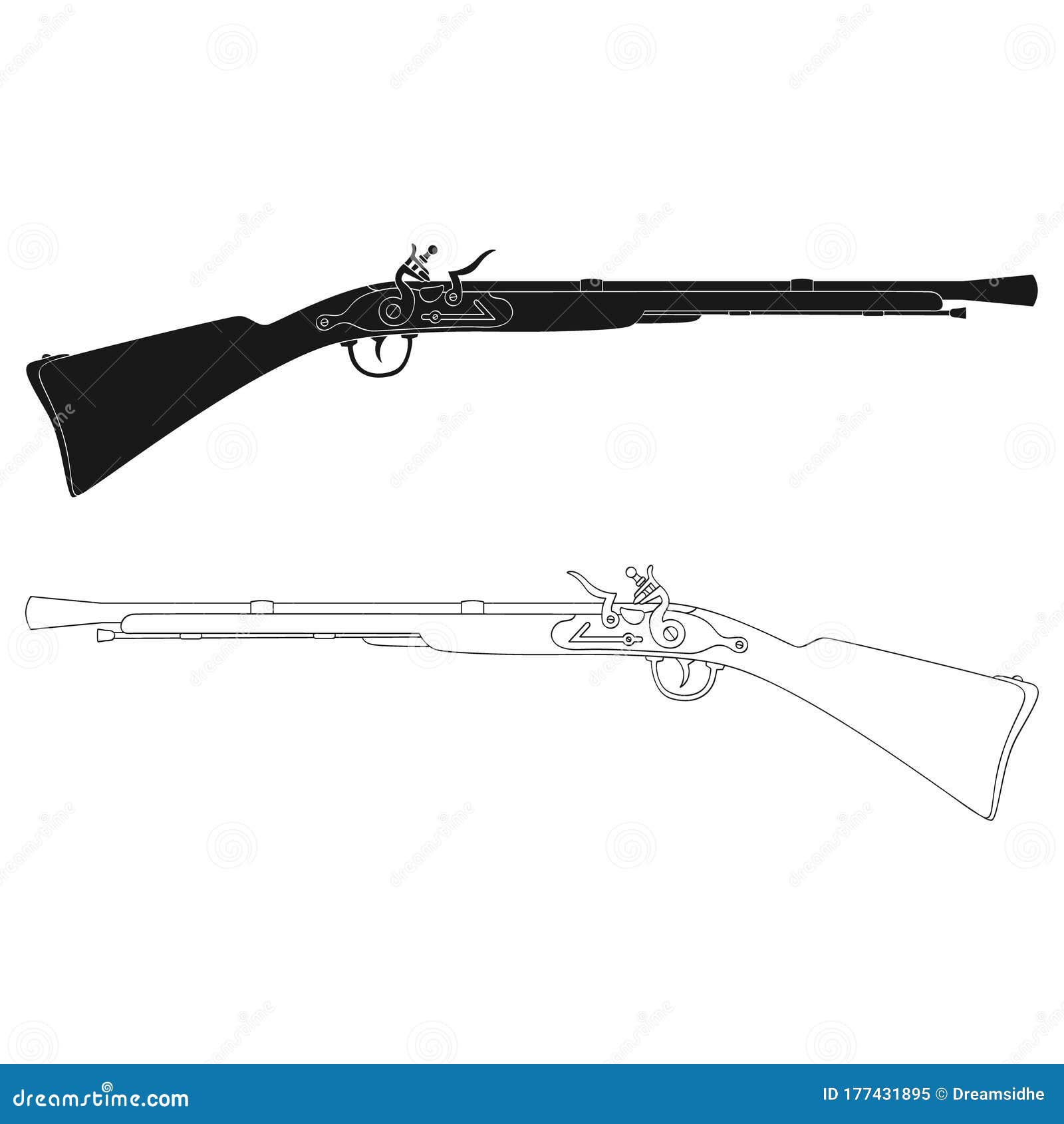 Vector Icon with Antique Rifle Stock Vector - Illustration of metal ...