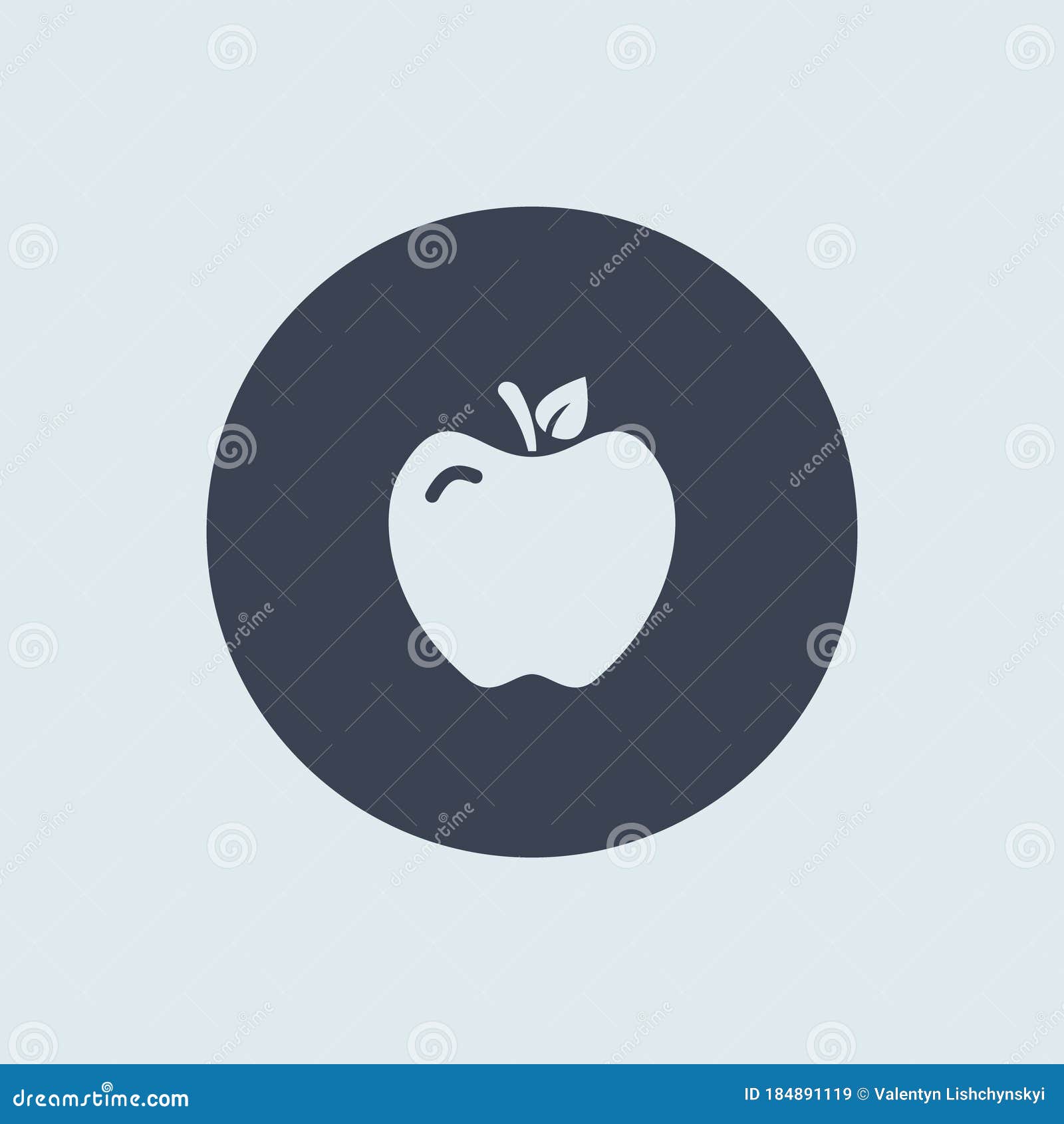 Vector Icon Apple on Blue Round Background in Flat Design Stock Vector ...