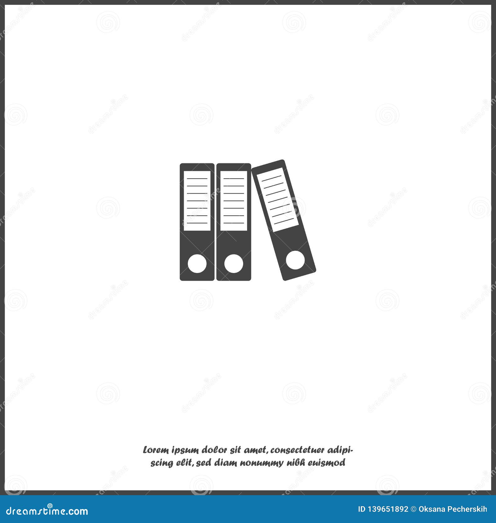 Vector Icon Archive Folder Ring Binders. Symbol of Office Life on White ...