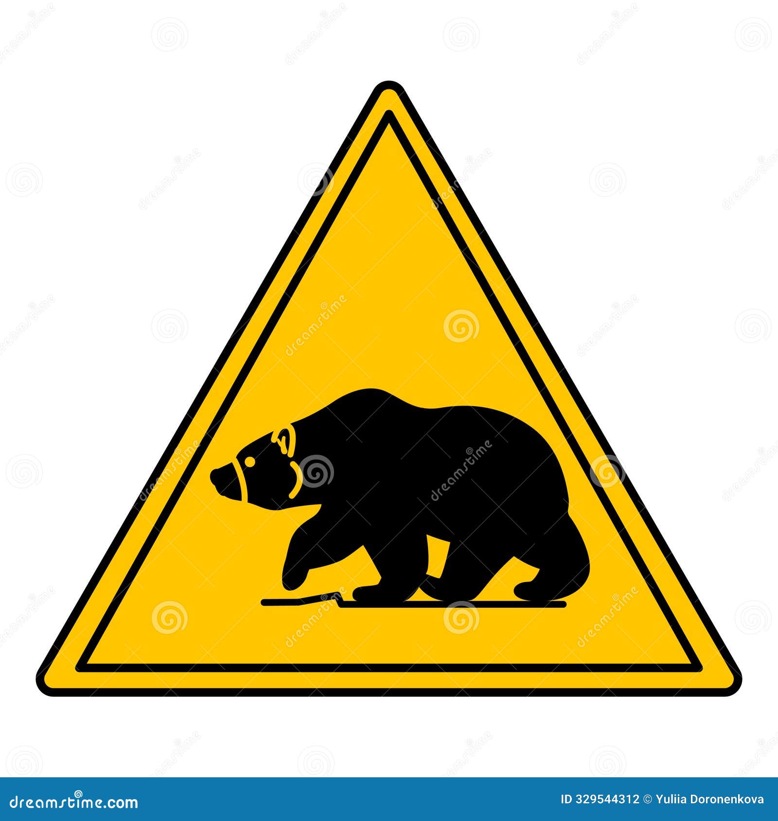 Yellow Bear Zone Sign. stock illustration. Illustration of wild - 329544312
