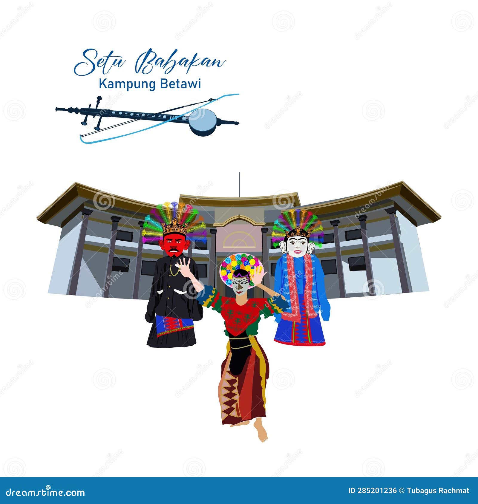 Setu Babakan, Jakarta stock illustration. Illustration of tradition ...