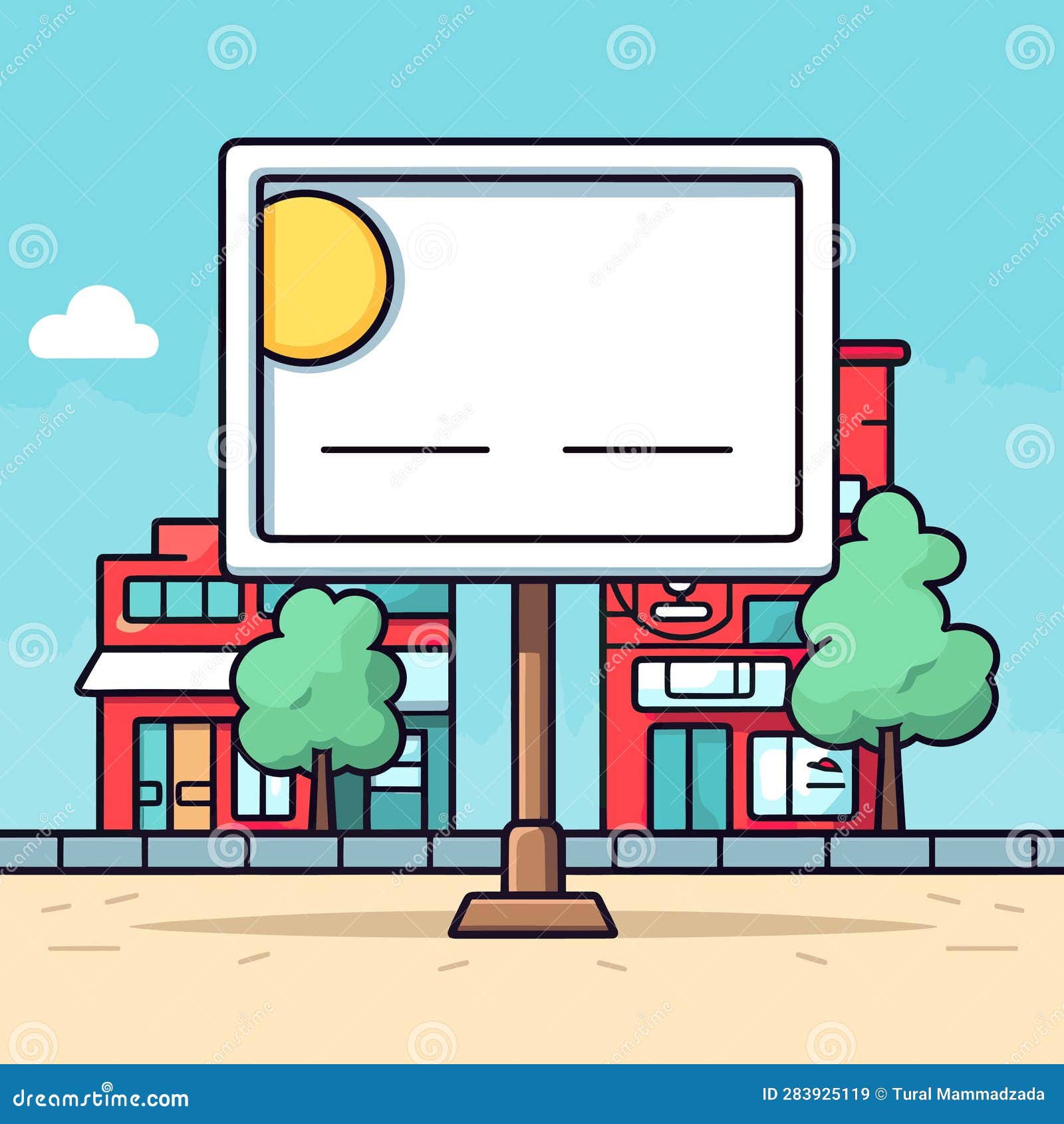 Vector Icon of a Billboard with a Modern Building in the Background ...