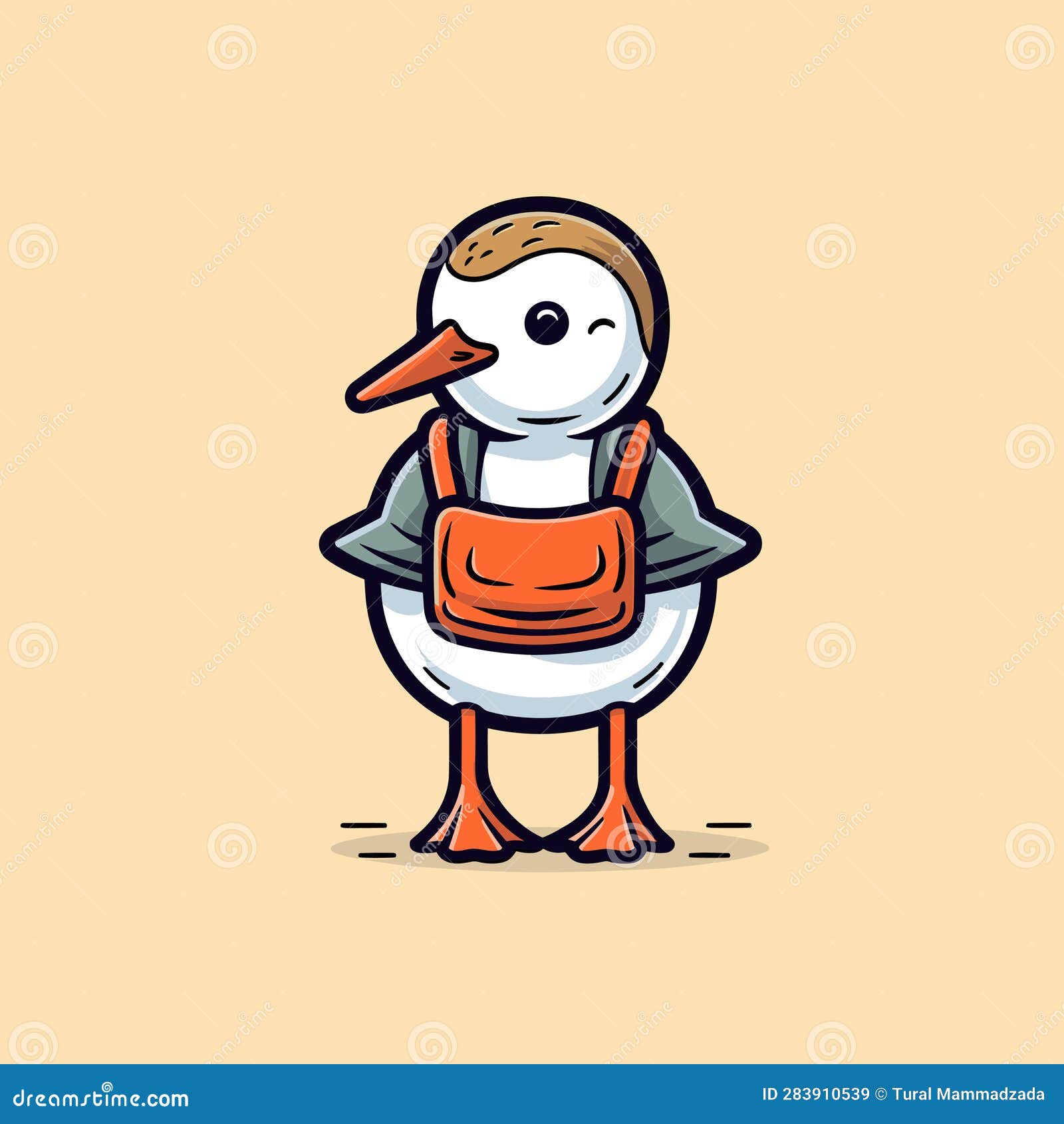 Vector Icon of a Bird Wearing a Backpack, Isolated on a White ...