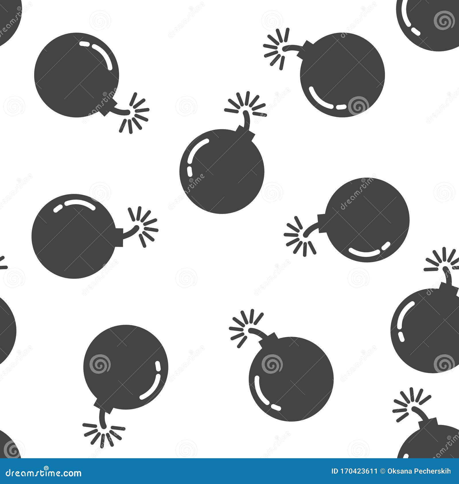 Vector Icon Bomb Seamless Pattern on a White Background Stock Vector ...