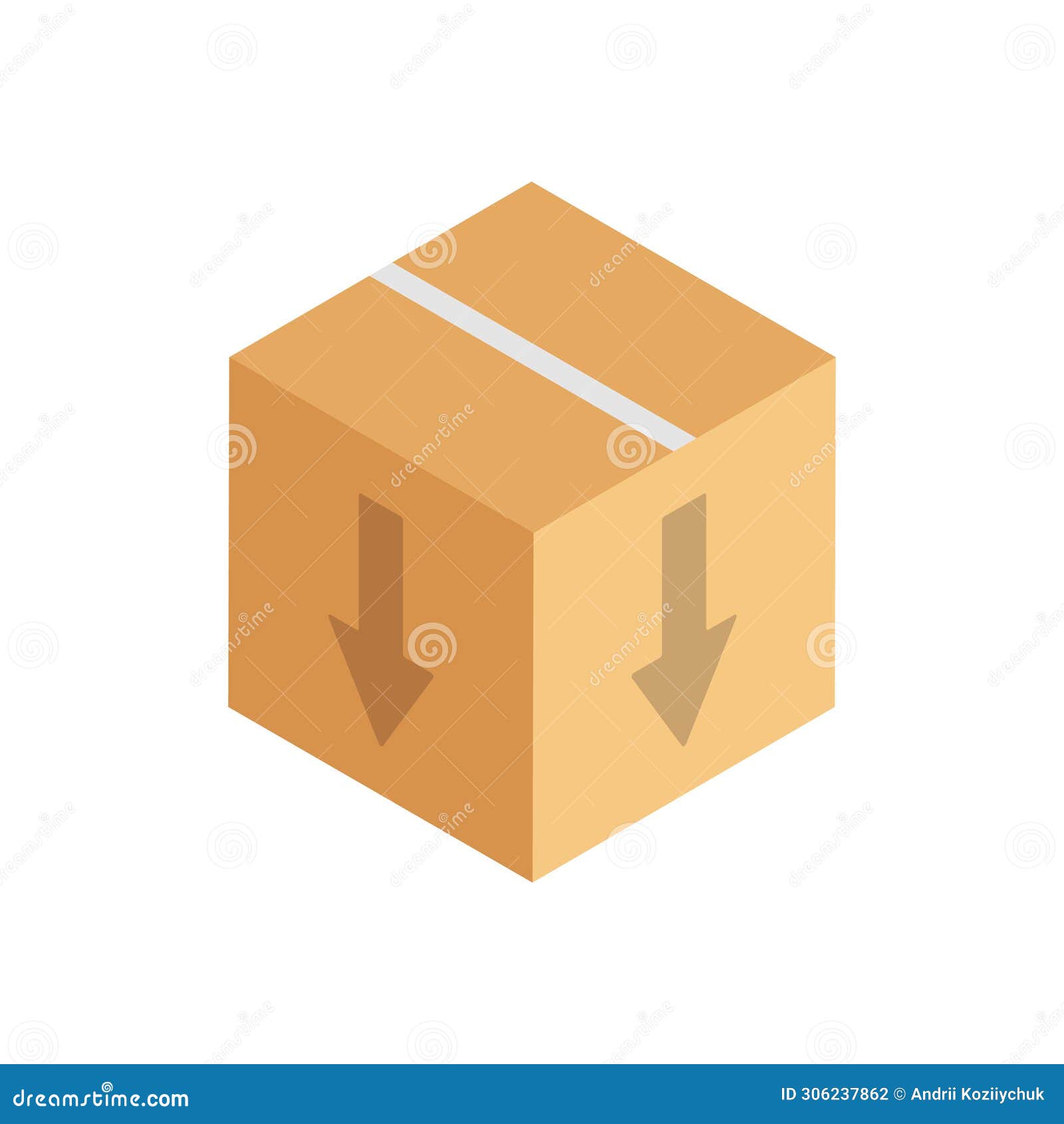 Vector Icon of a Box with an Arrow Pointing Down. Closed Box Icon with ...