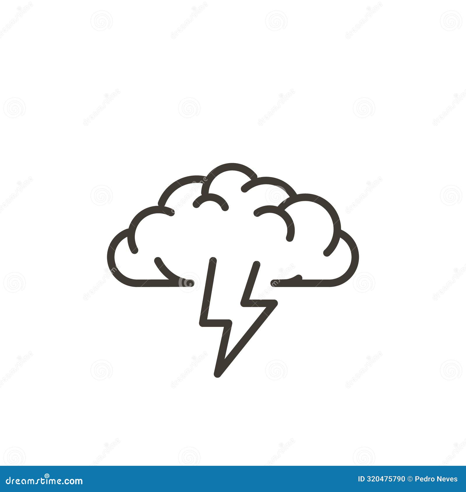 Vector Icon. Brainstorming. Cloud with Brain Shape and Thunder Stock ...