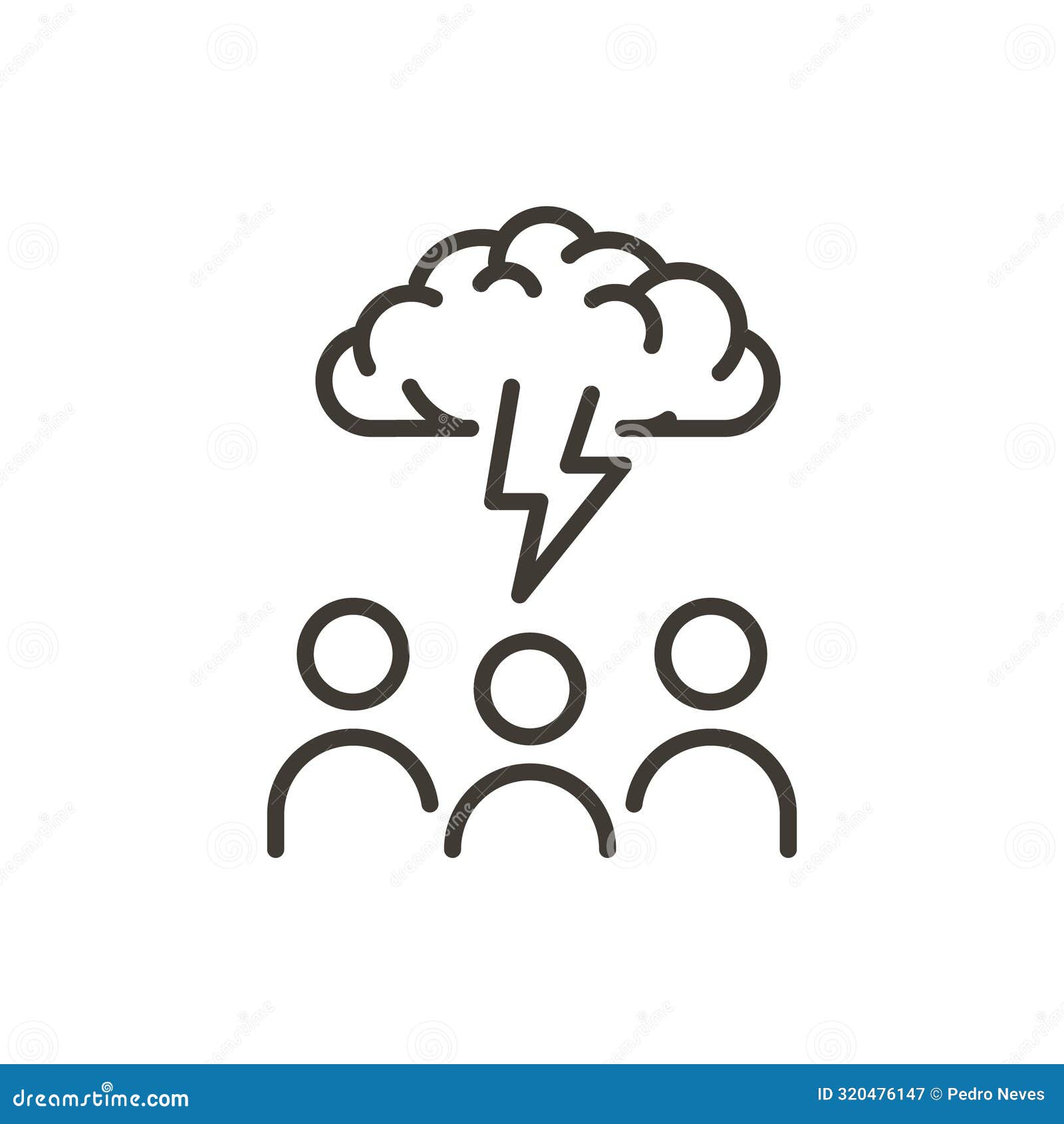 Vector Icon. Brainstorming. Cloud with Brain Shape and Thunder Stock ...