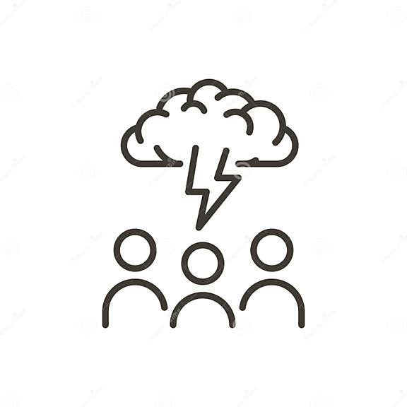 Vector Icon. Brainstorming. Cloud with Brain Shape and Thunder Stock ...