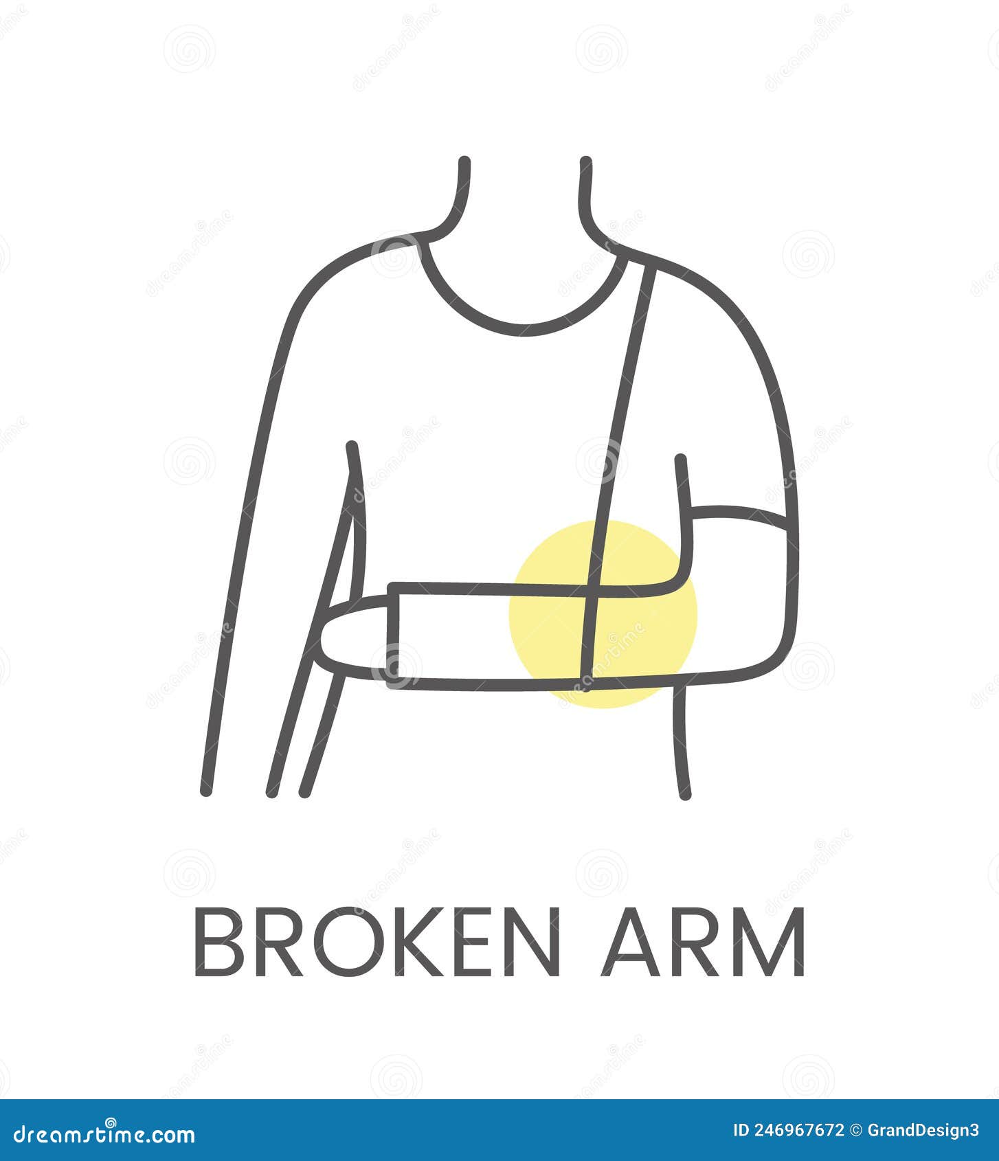 Vector Icon Broken Arm, for Physiotherapy and Rehabilitation. Linear ...