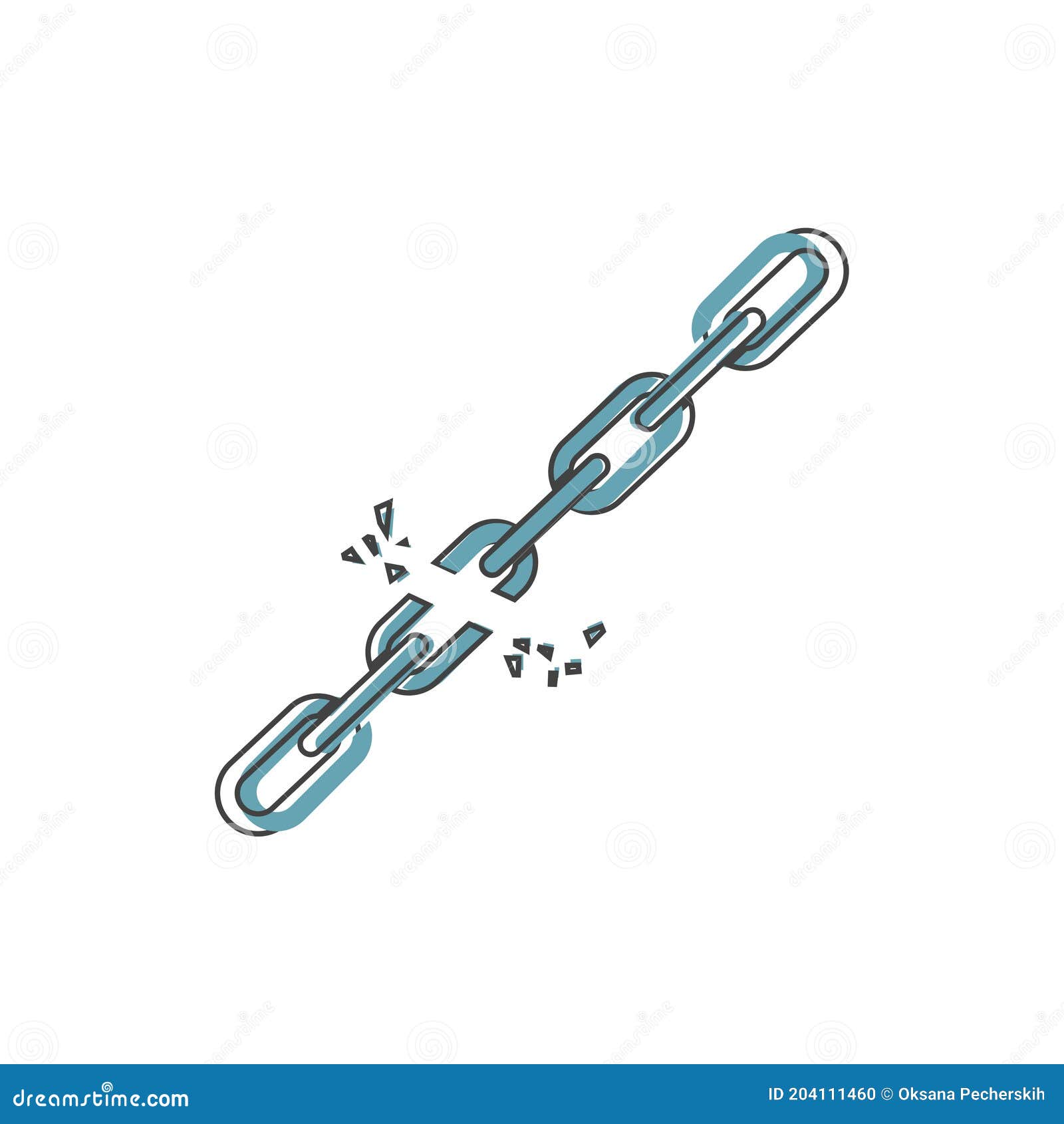 Vector Icon Broken Chain on Cartoon Style on White Isolated Background ...