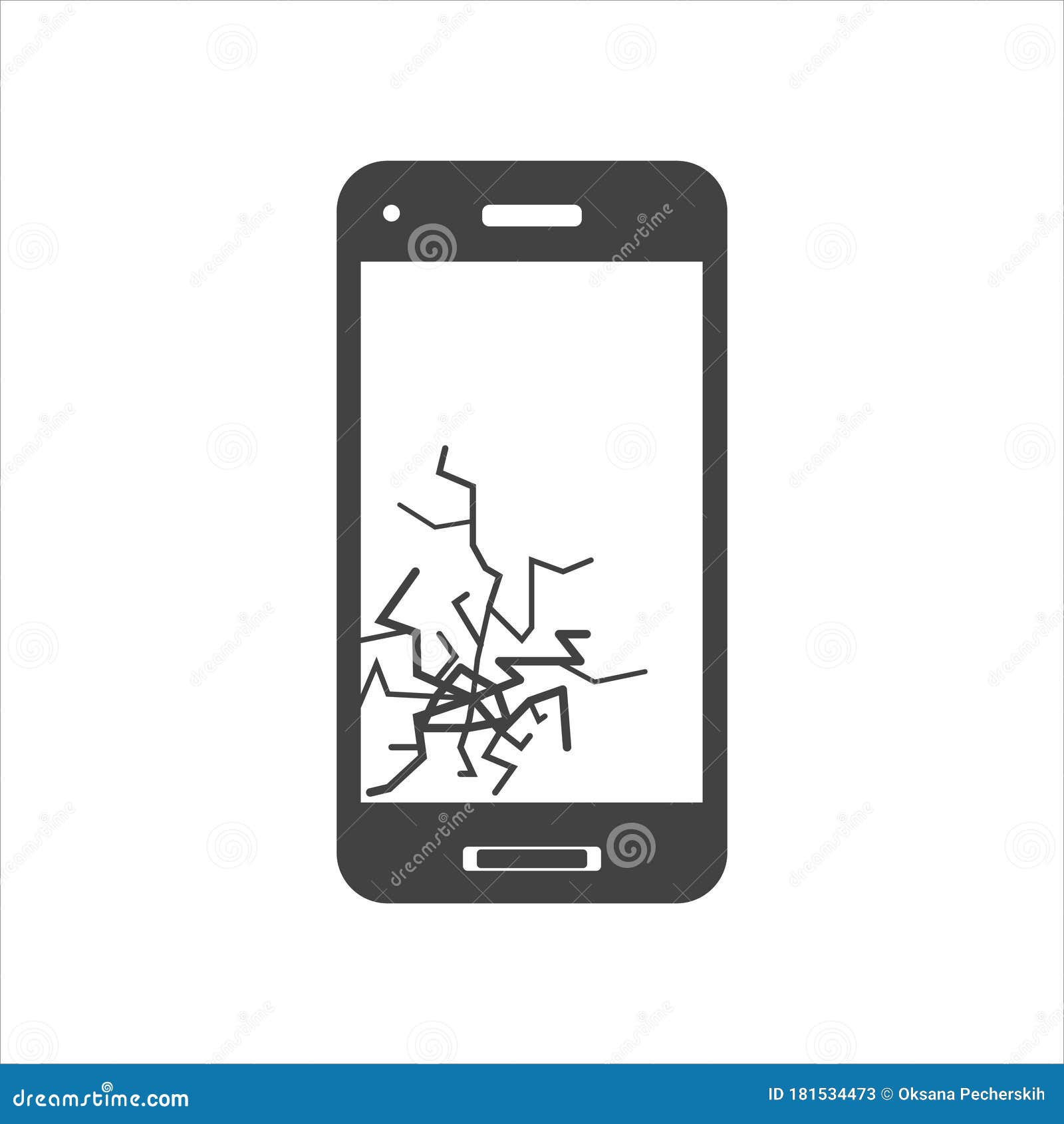 Vector Icon Broken Phone on White Isolated Background Stock Vector ...