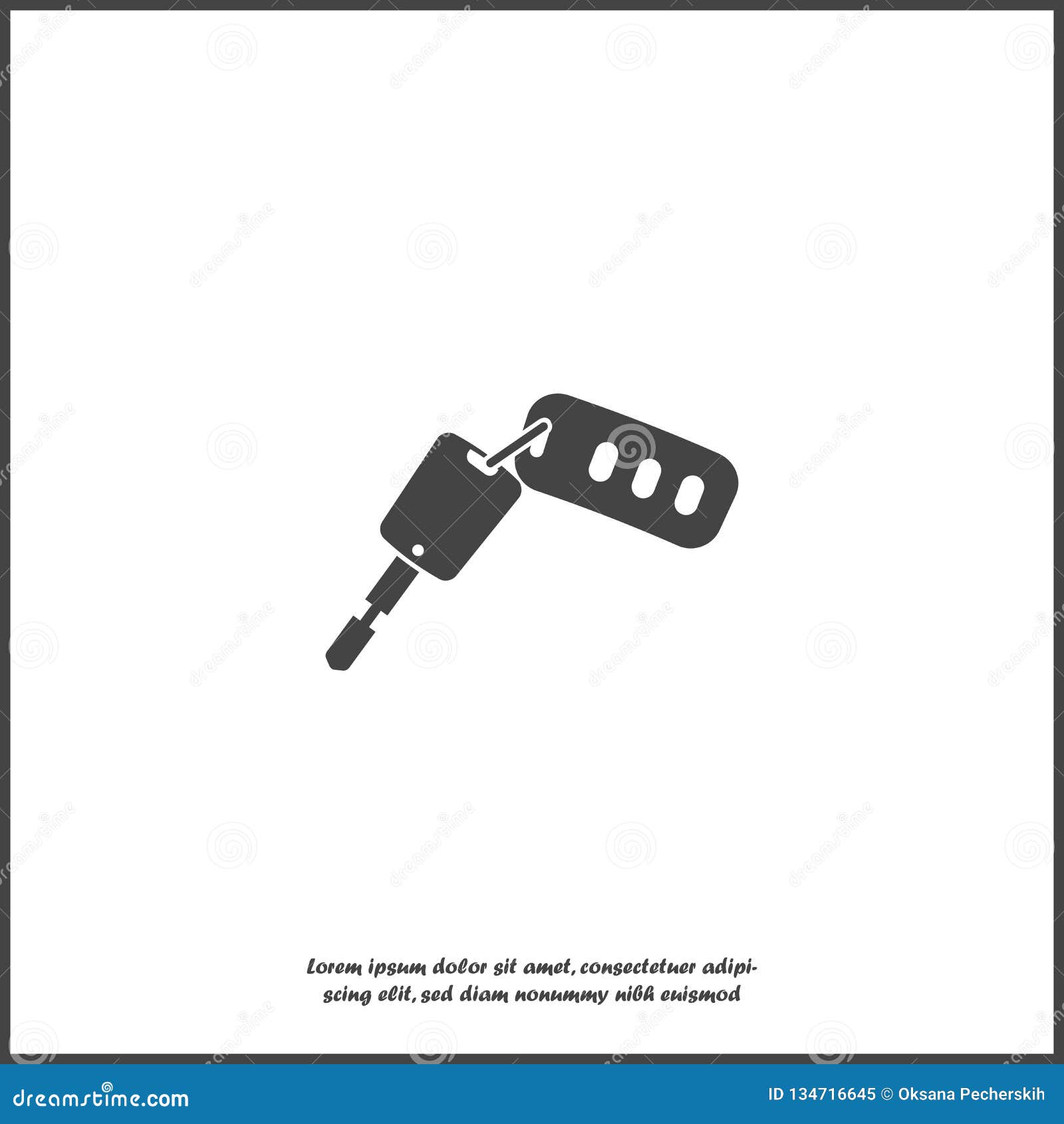 Vector Icon Car Key with a Keychain. Vector Flat Illustration on White ...