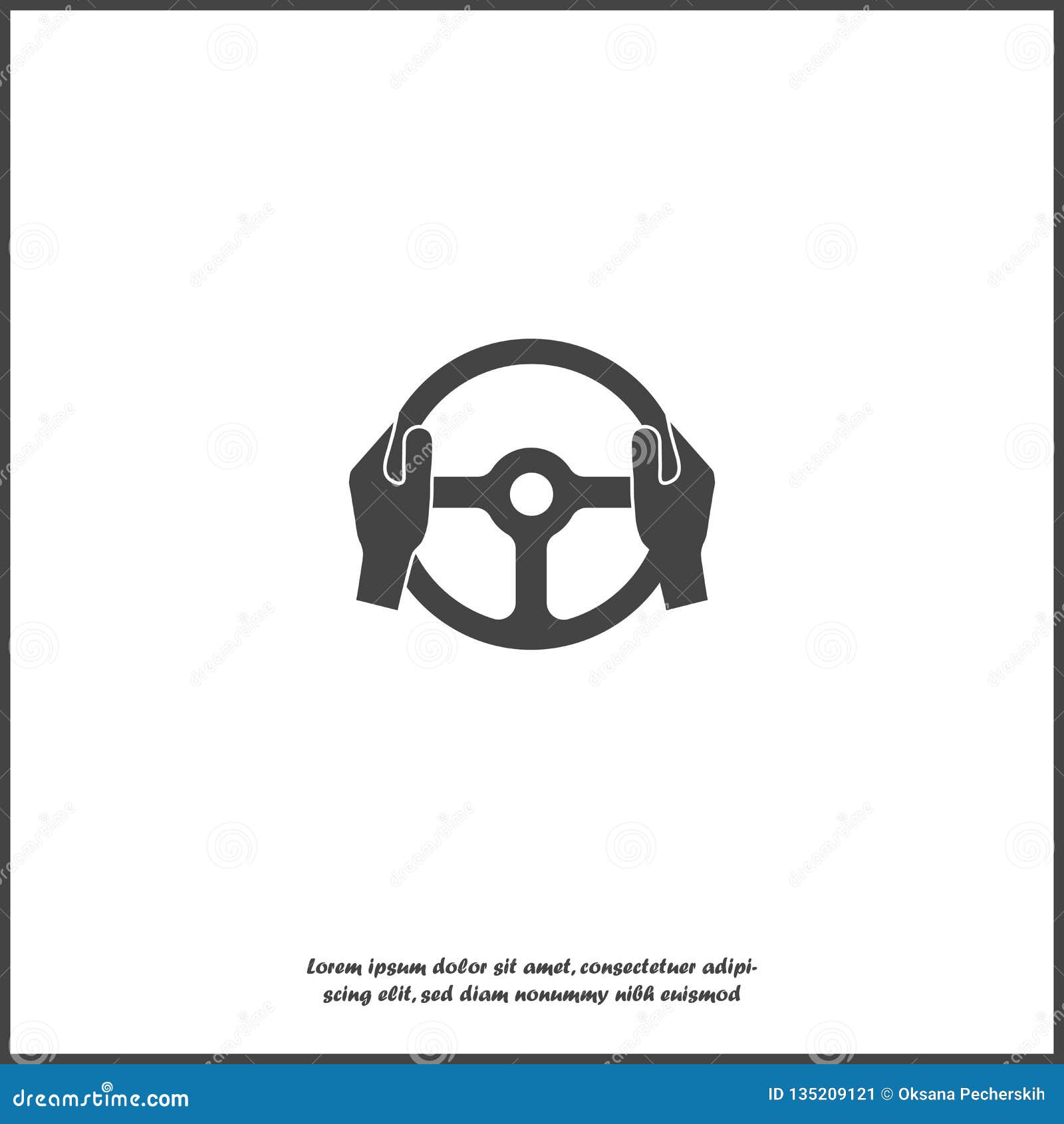 Vector Icon of Car Steering Wheel and Driver`s Hands on White Isolated ...