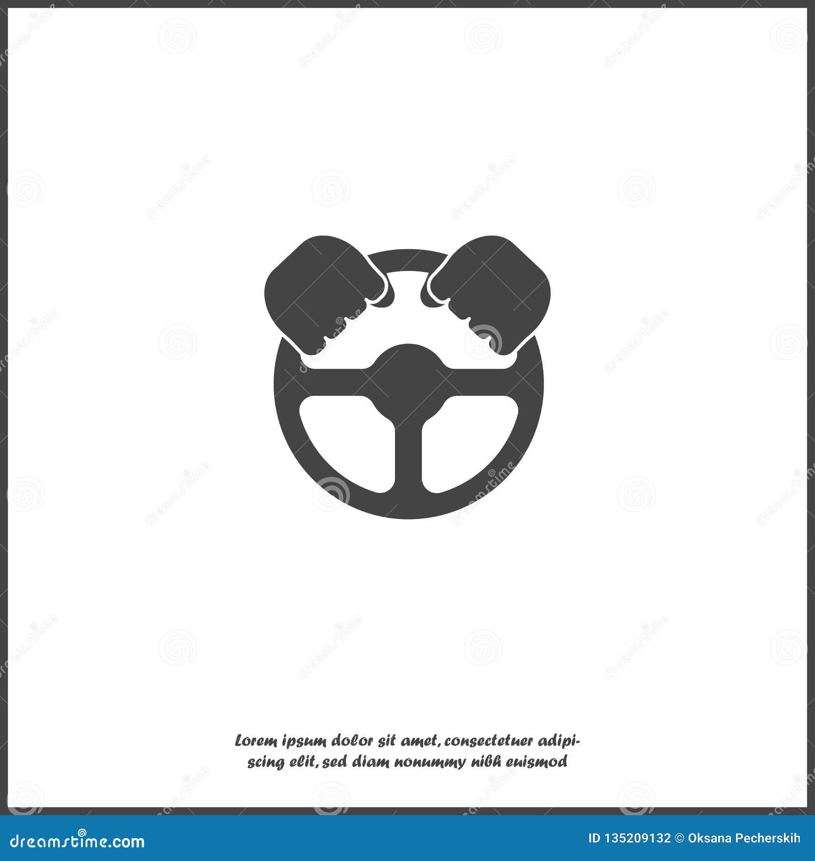 Vector Icon of Car Steering Wheel and Driver`s Hands on White Isolated ...