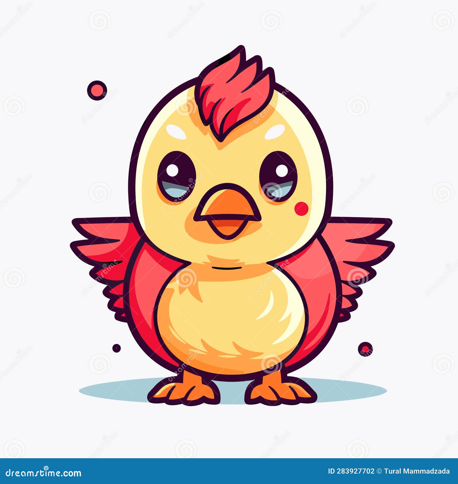 Vector Icon of a Cartoon Chicken with a Bold Red Mohawk Hairstyle Stock ...