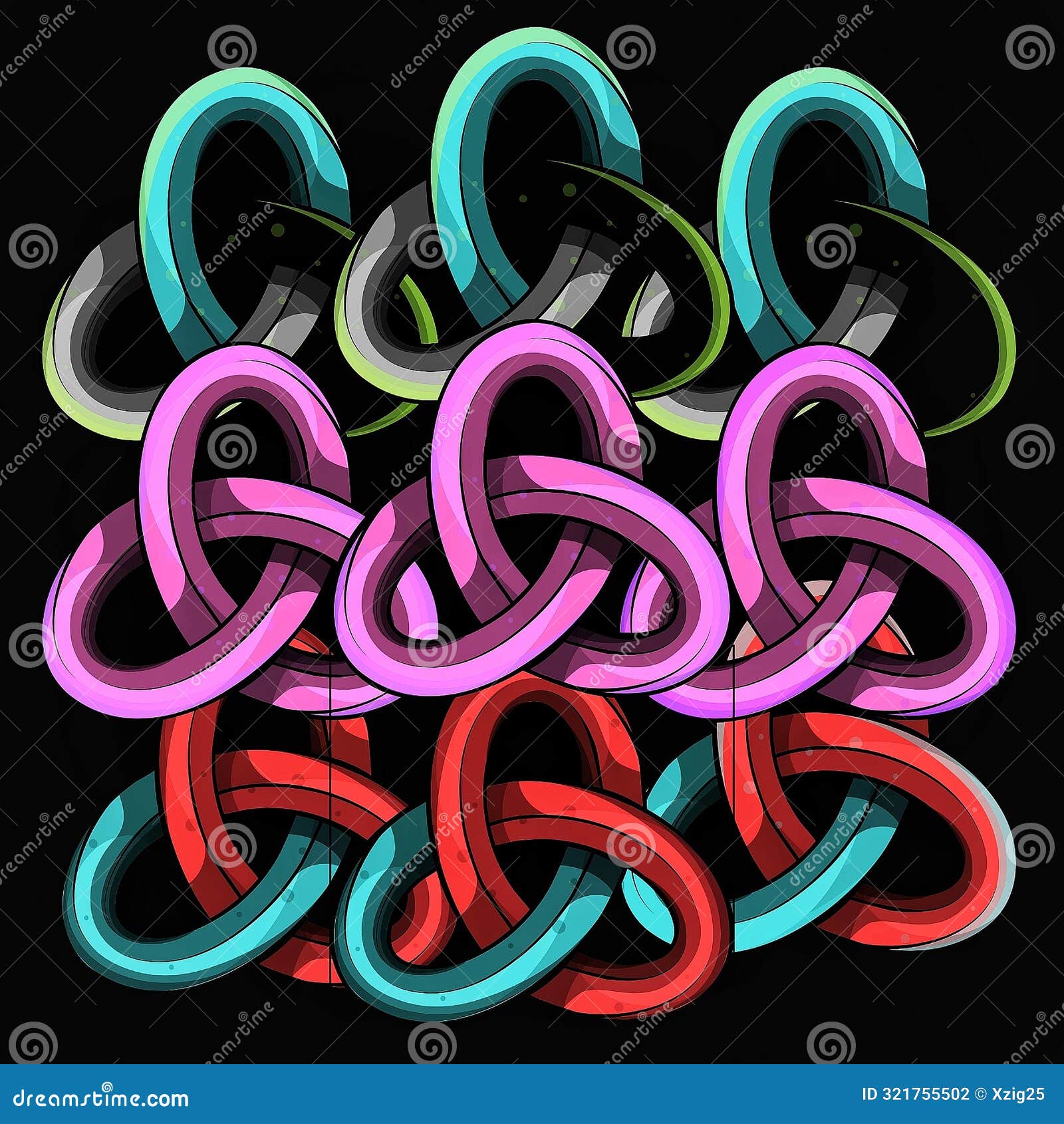 Vector Icon Of Chains That Bind Each Other On A Dark Black Background ...